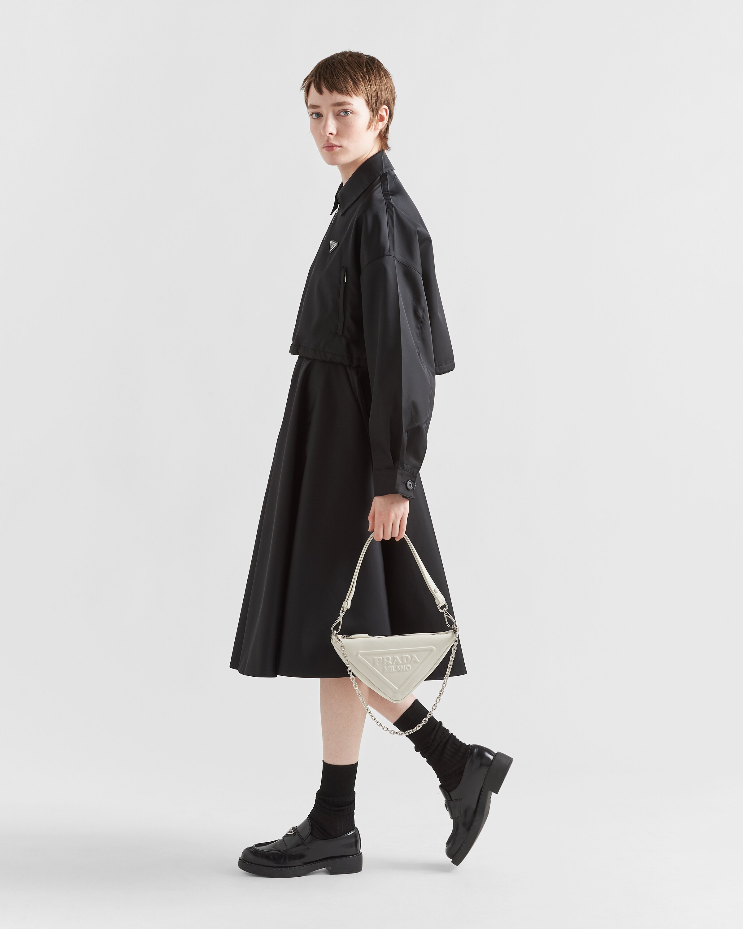 White Prada Triangle Leather Mini-bag | PRADA