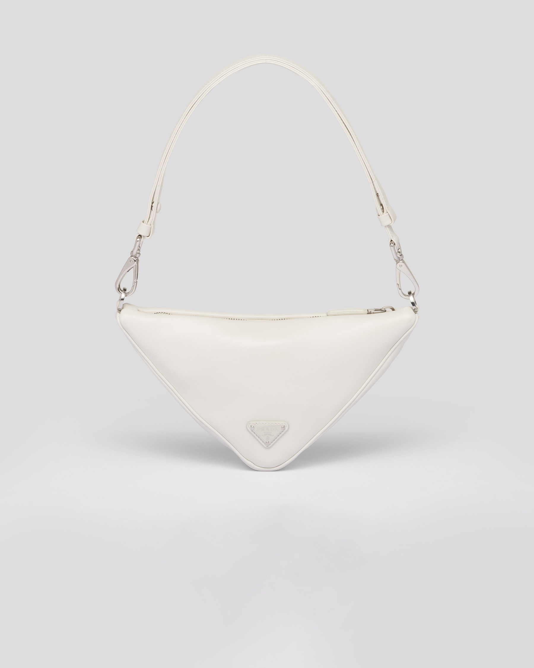 White Prada Triangle Leather Mini-bag | PRADA