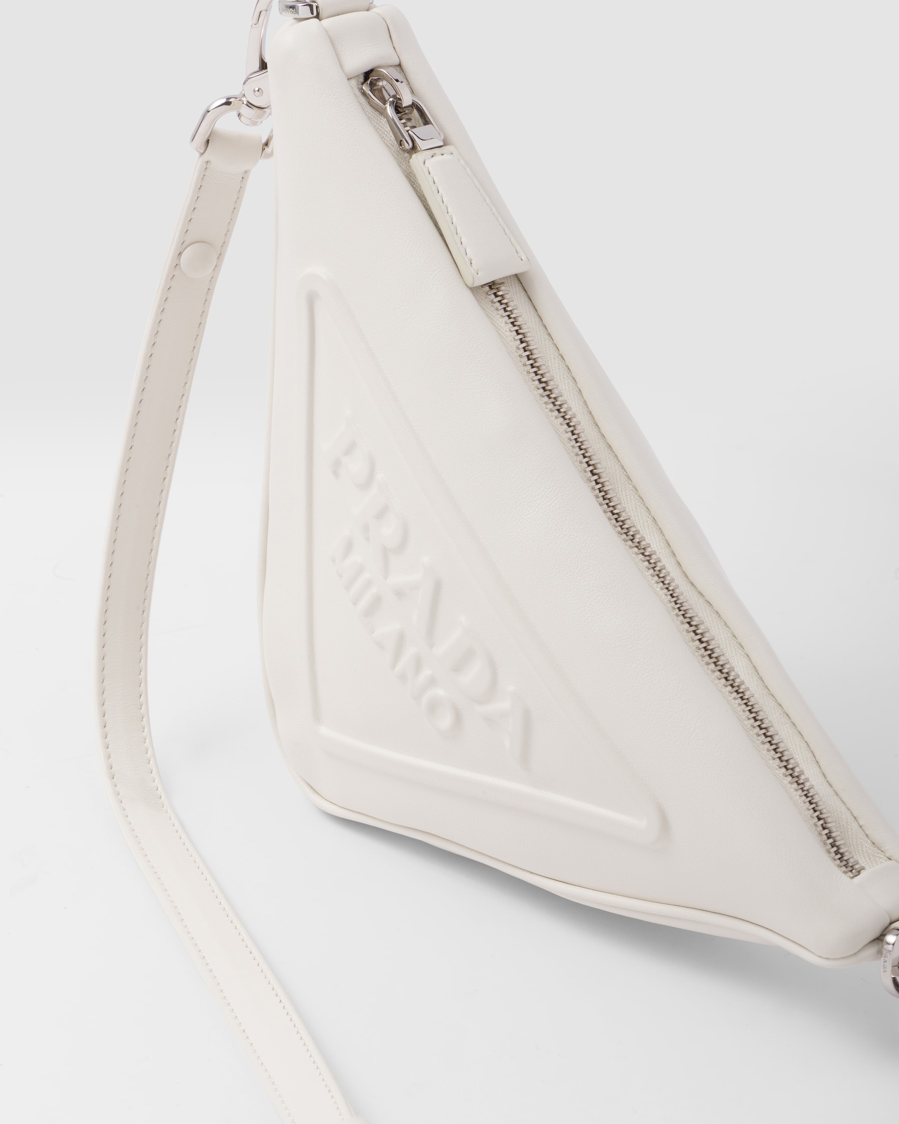 White Prada Triangle Leather Mini-bag | PRADA