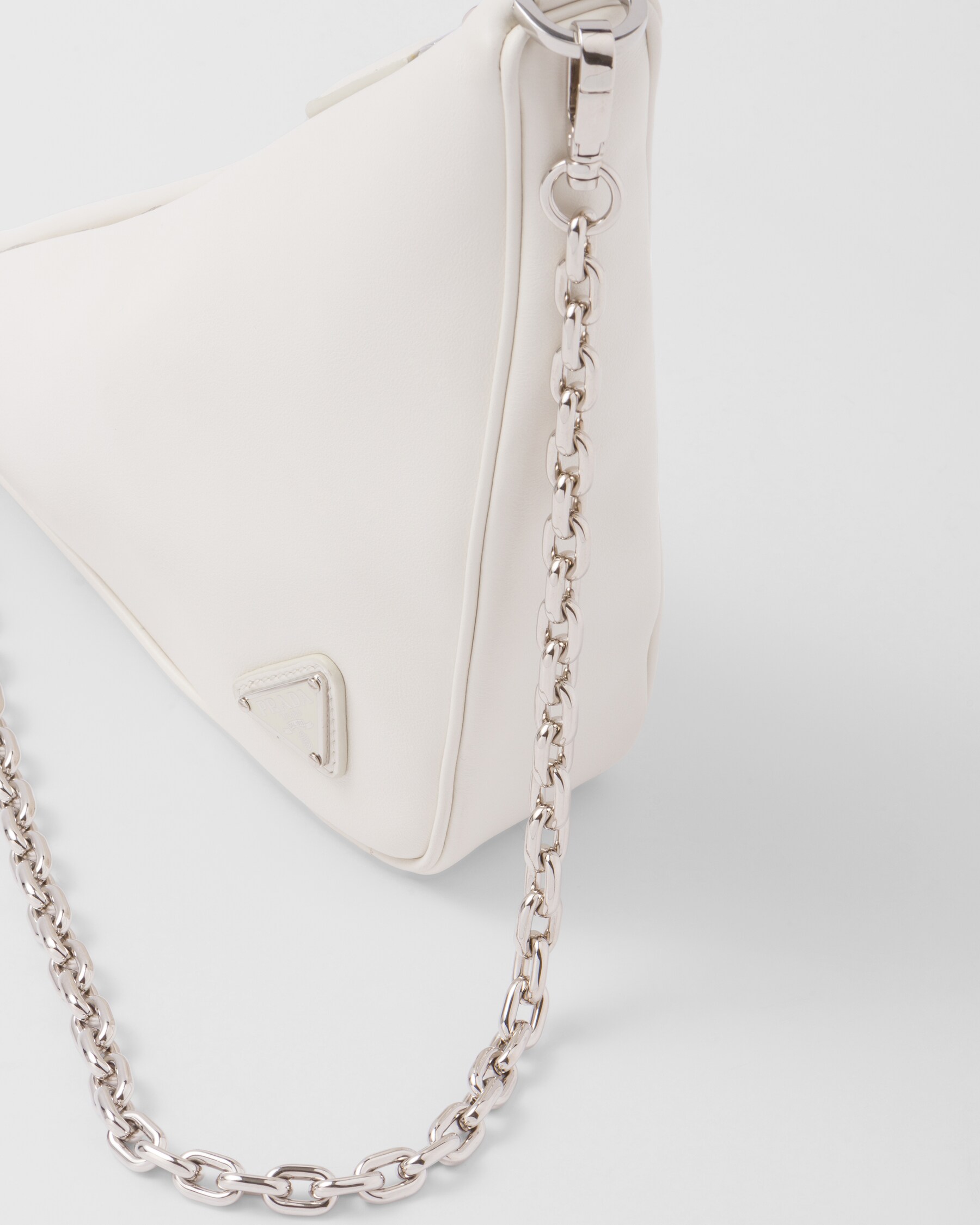White Prada Triangle Leather Mini-bag | PRADA