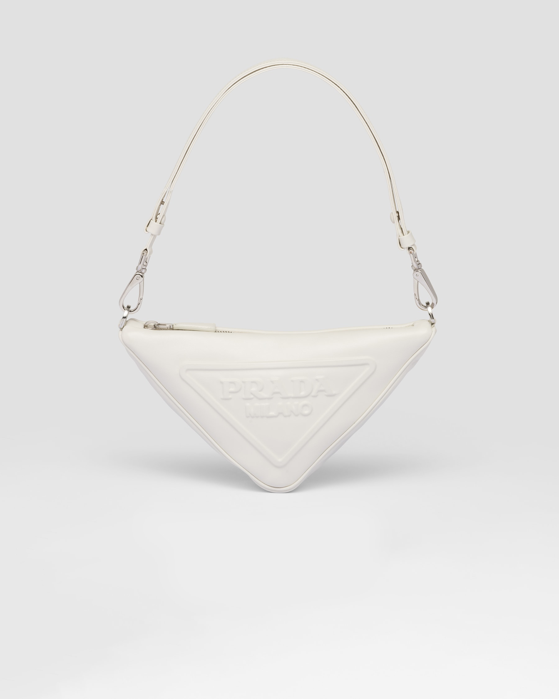 White Prada Triangle Leather Mini-bag | PRADA