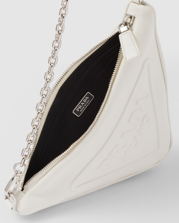 White Prada Triangle Leather Mini-bag | PRADA