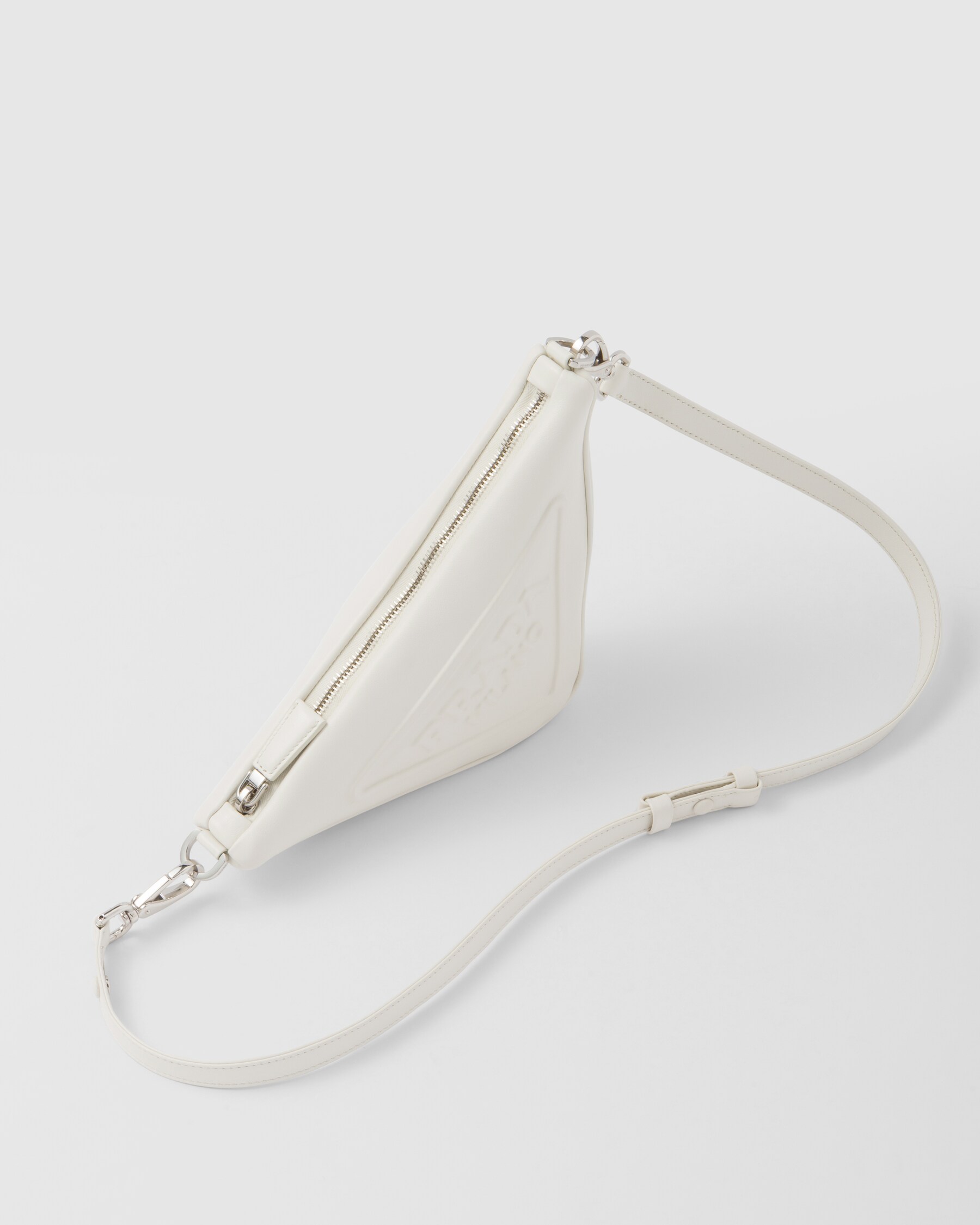 White Prada Triangle Leather Mini-bag | PRADA