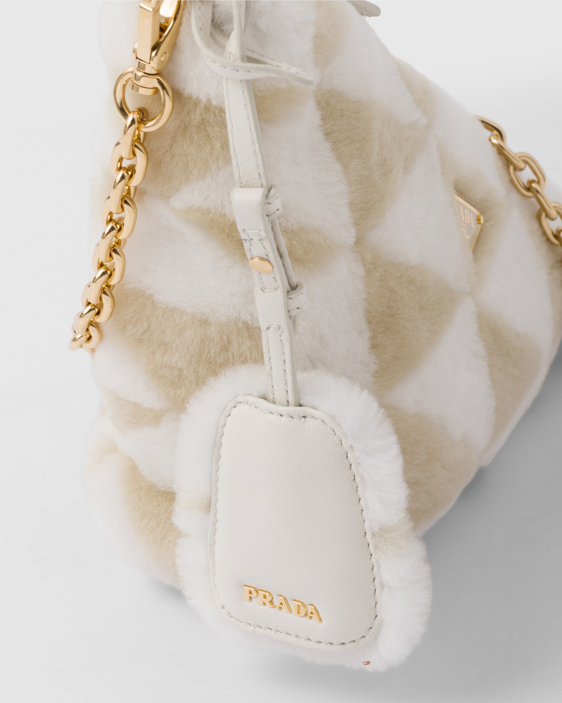 Ecru/white Shearling Mini-bag | PRADA