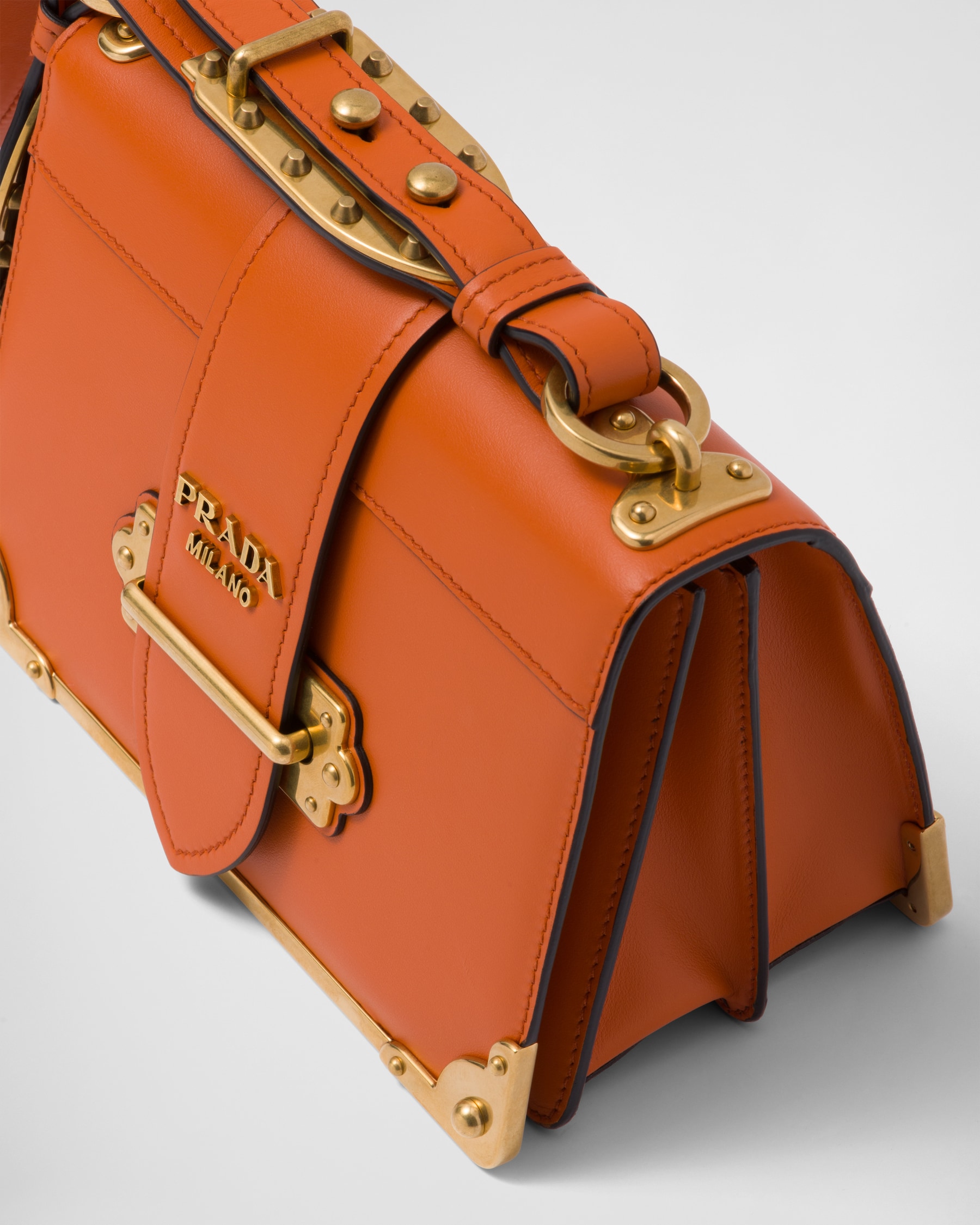Papaya Prada Cahier Leather Bag | PRADA