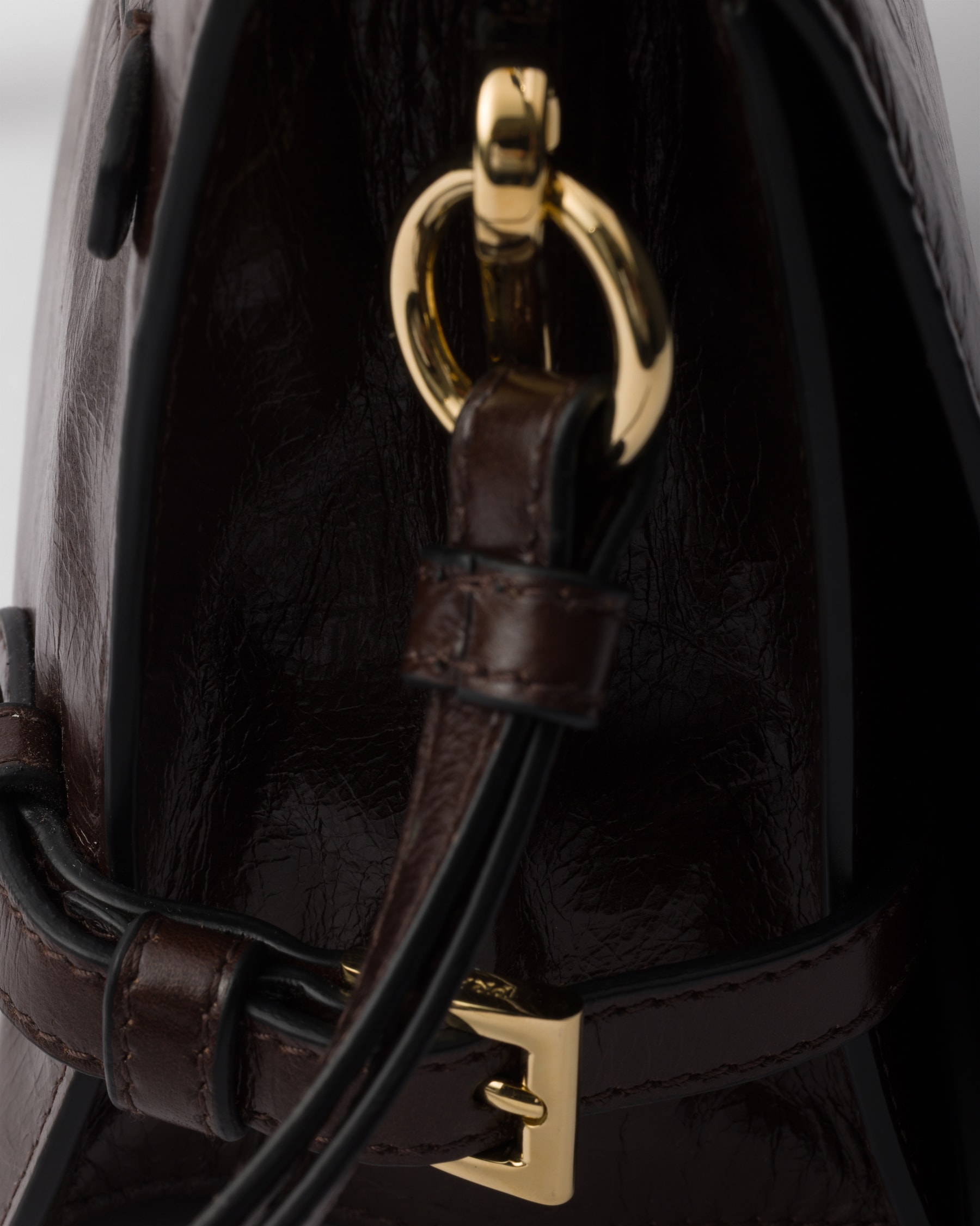Dark Brown Leather Shoulder Bag | PRADA - United States