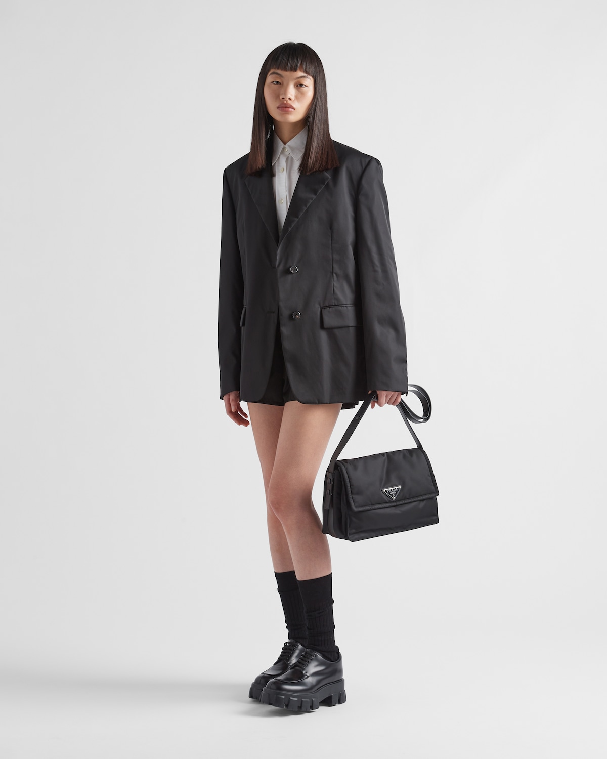 黑色 中号Re-nylon单肩包 | PRADA