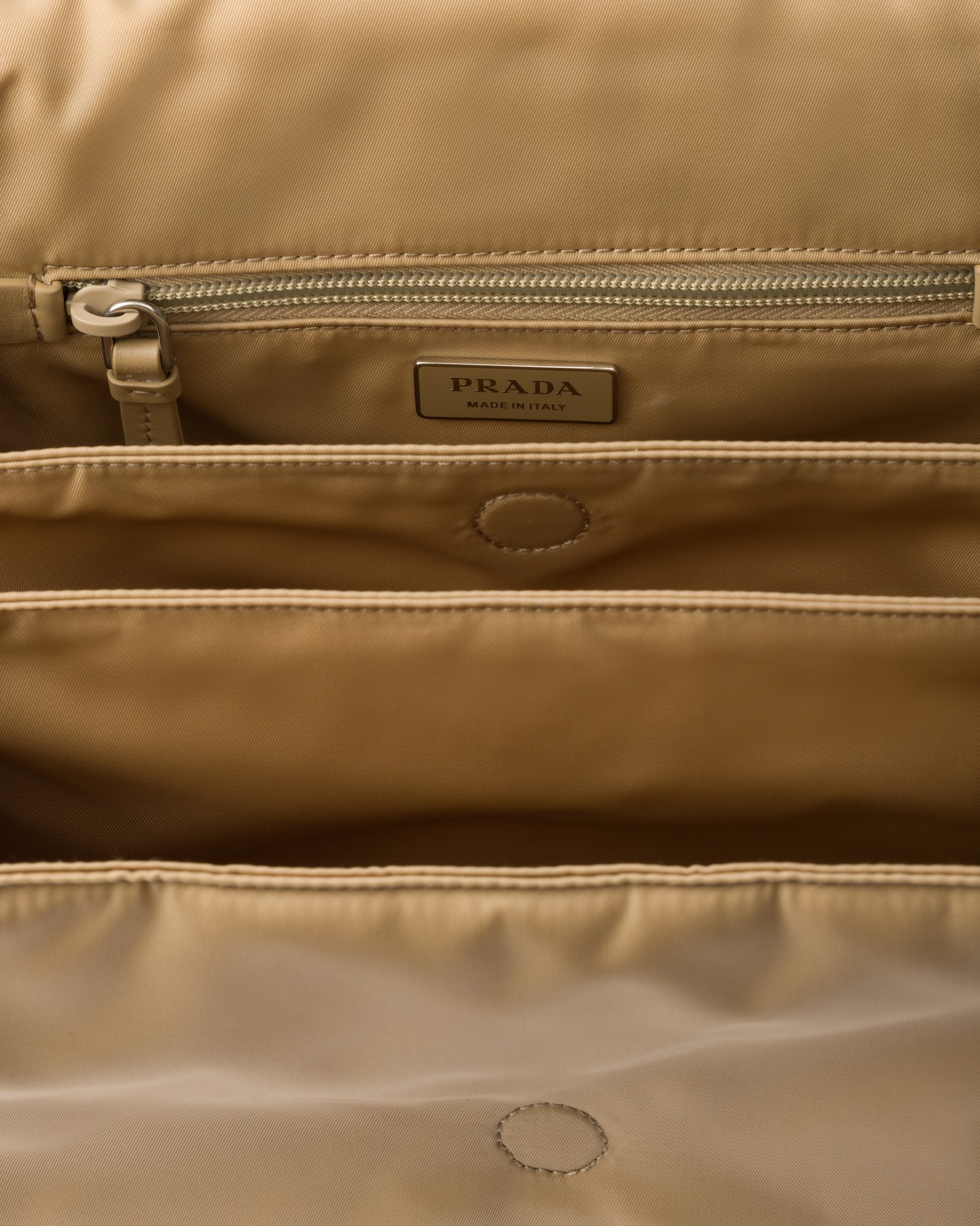 Camel Brown Prada Traveller Medium Padded Re-nylon Bag | PRADA - United ...