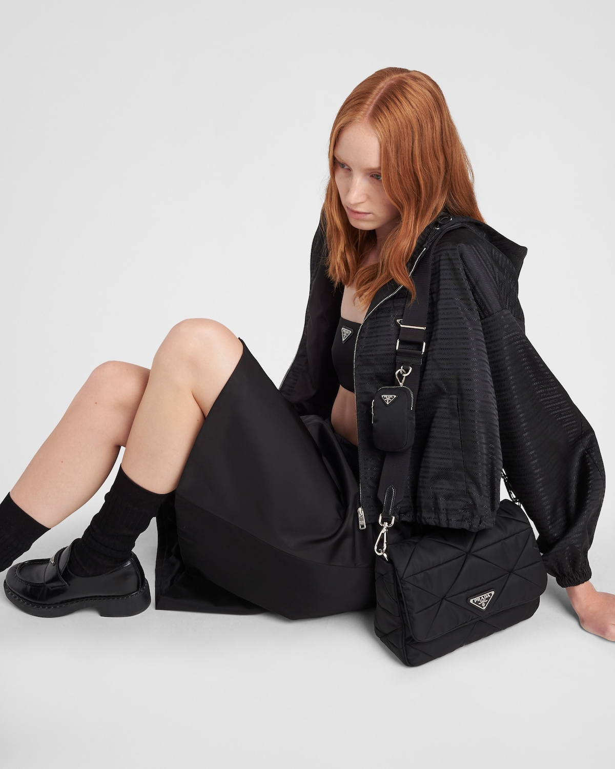 Black Padded Re-nylon Shoulder Bag | PRADA