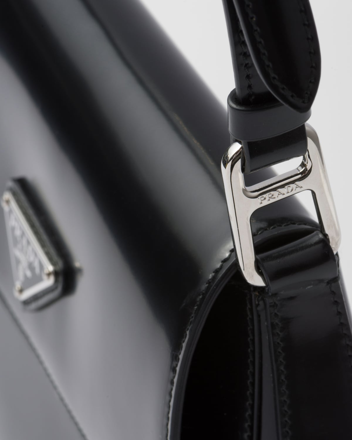 Black Prada Cleo Brushed Leather Shoulder Bag | PRADA