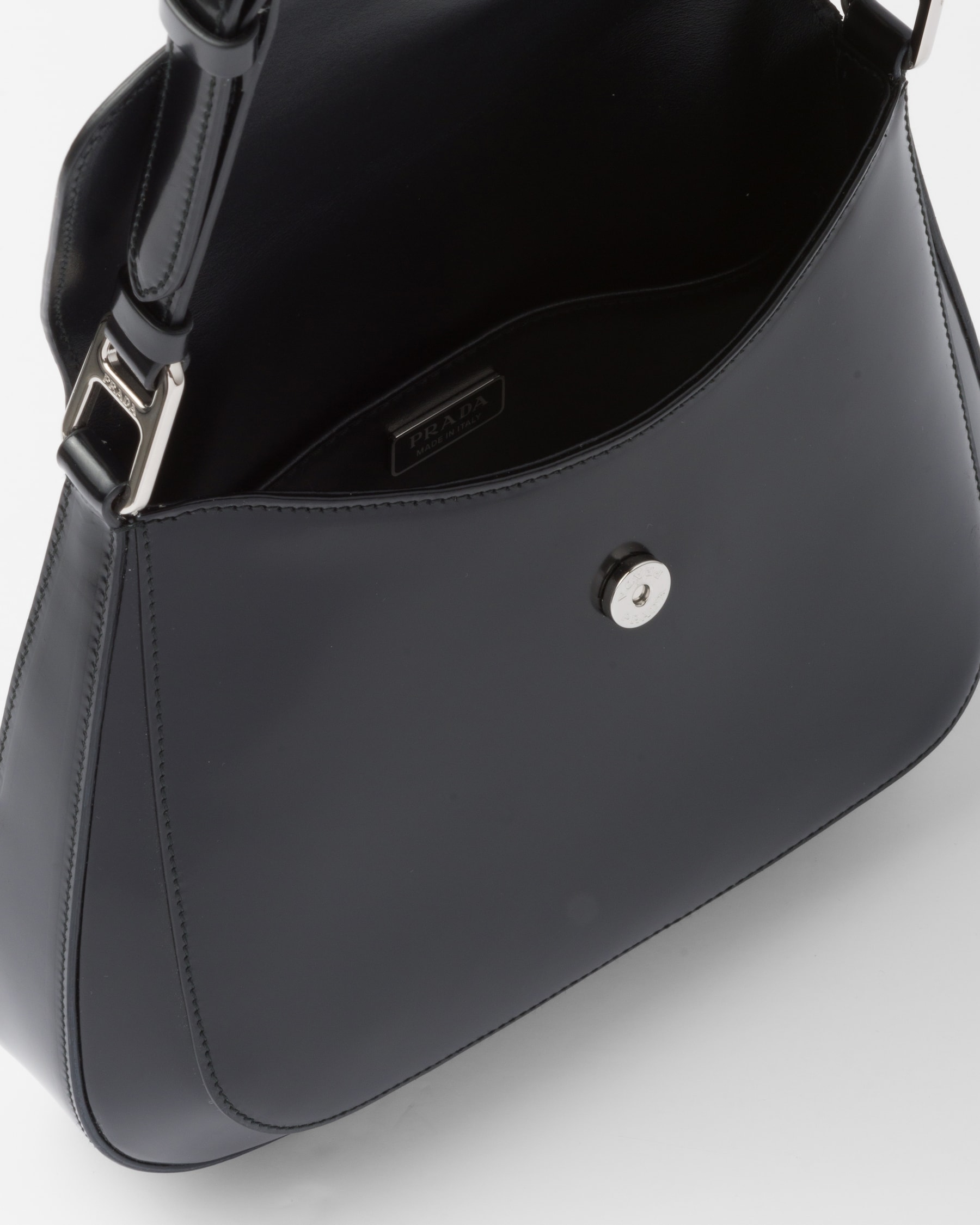 Black Prada Cleo Brushed Leather Shoulder Bag | PRADA