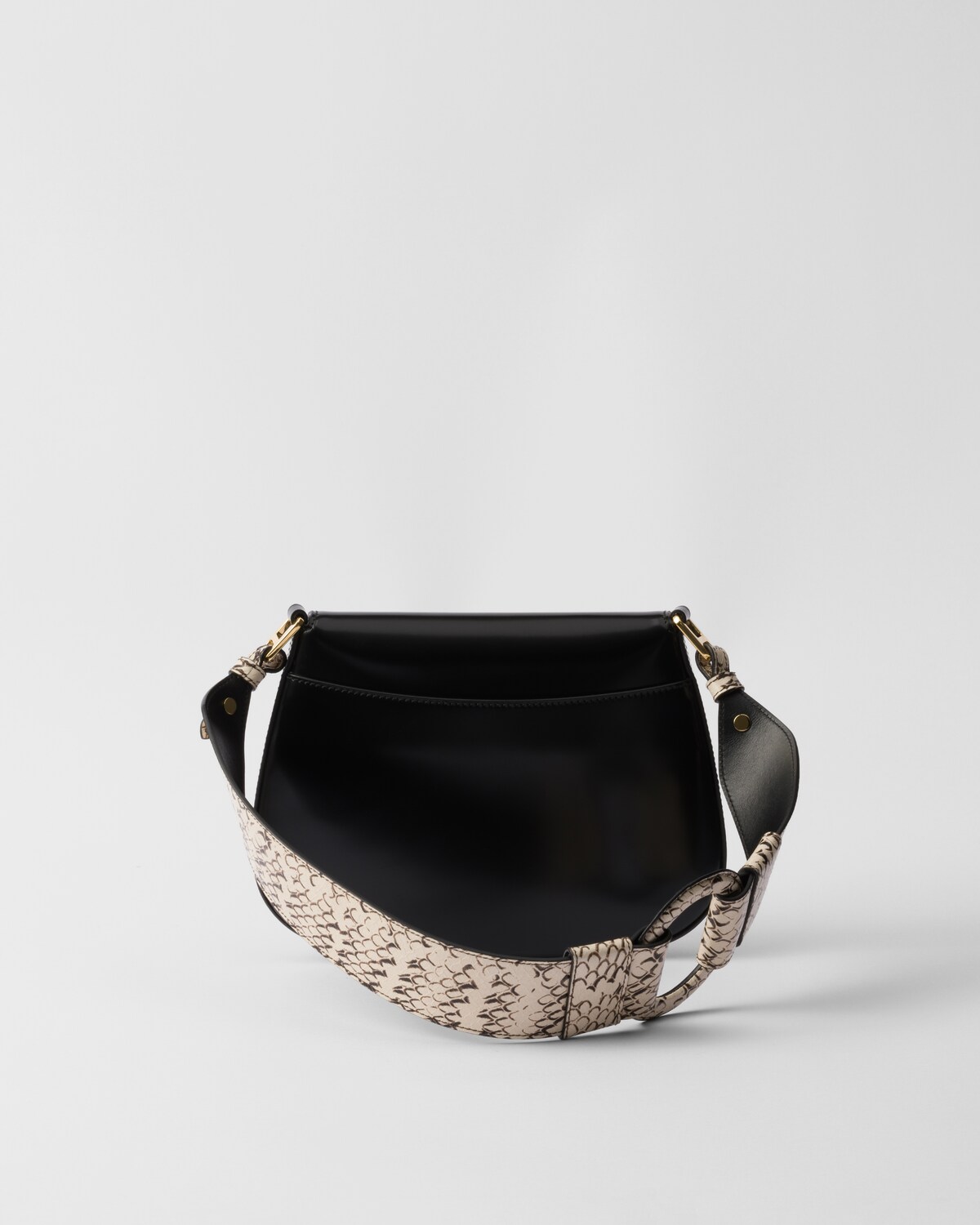 Black/stone Gray Prada Cleo Ayers And Brushed Leather Flap Bag | PRADA