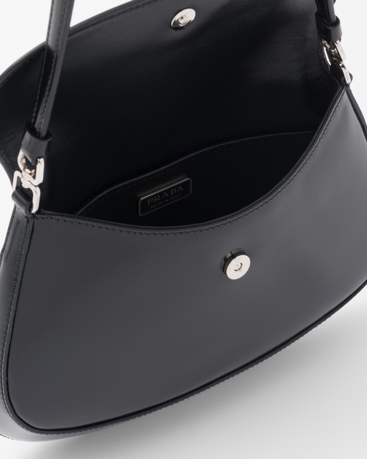 กระเป๋า Prada Cleo Brushed Leather Shoulder Bag With Flap ดำ | PRADA