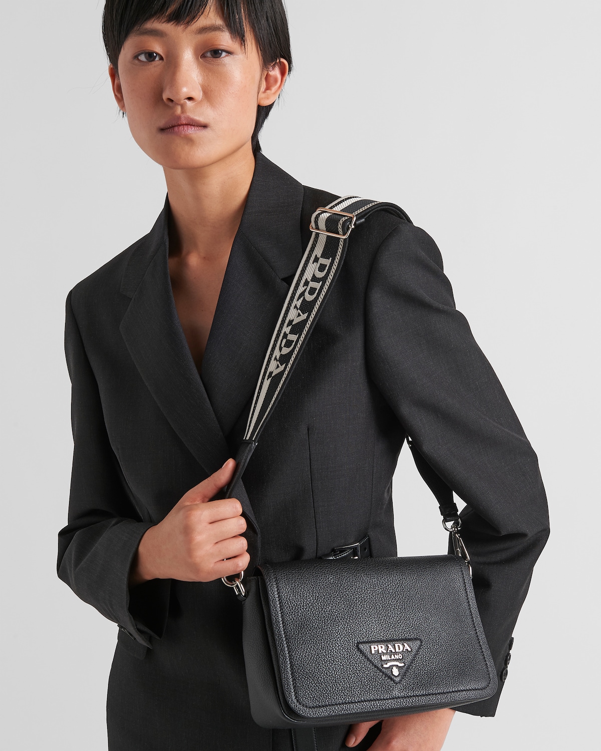 Black Leather Shoulder Bag | PRADA
