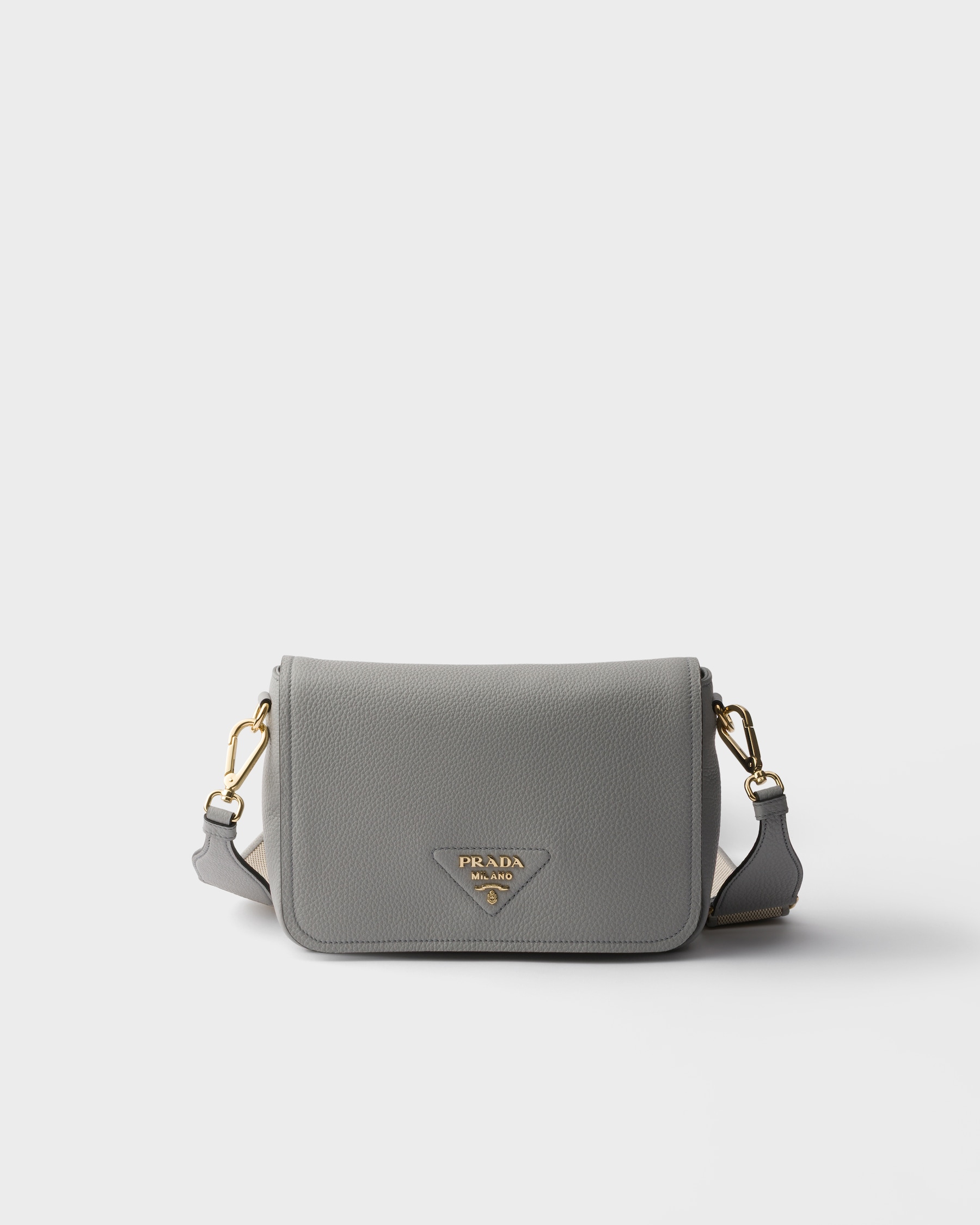 Granite Gray Leather Shoulder Bag | PRADA - United States
