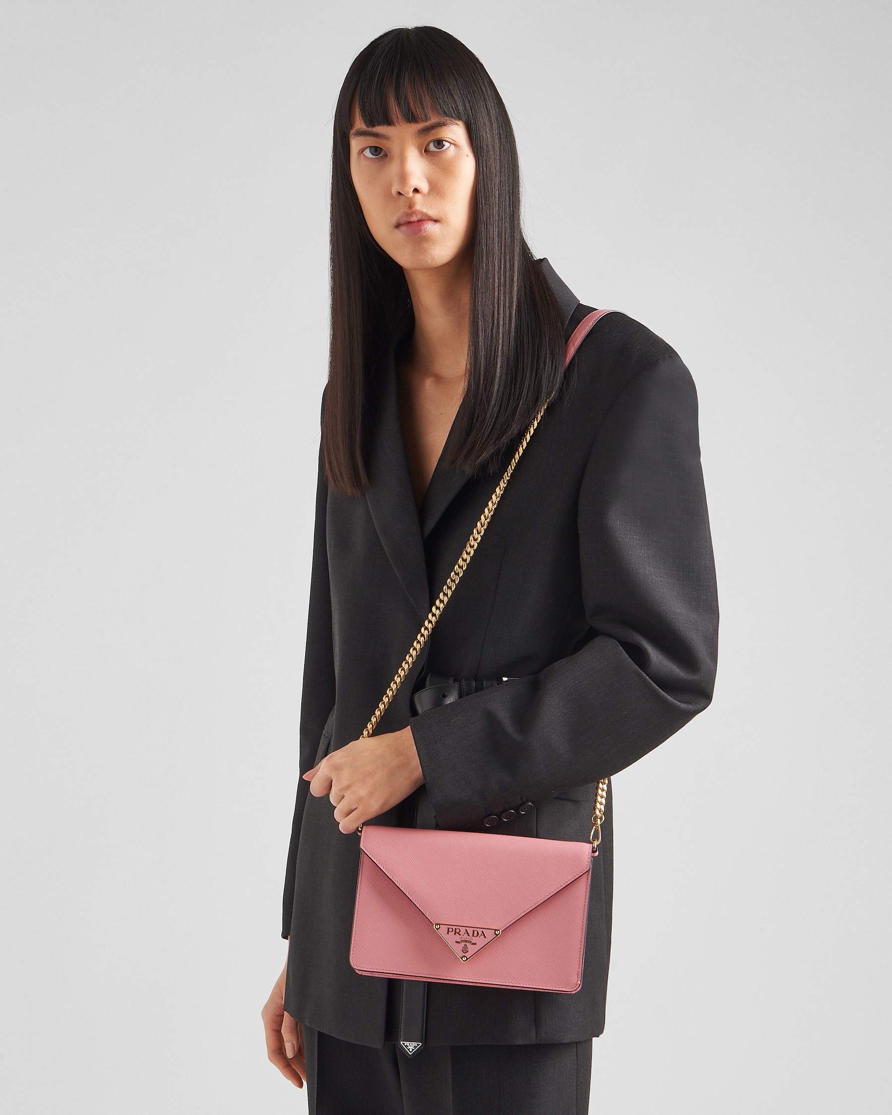 Petal Pink Saffiano Leather Shoulder Bag | PRADA - Australia