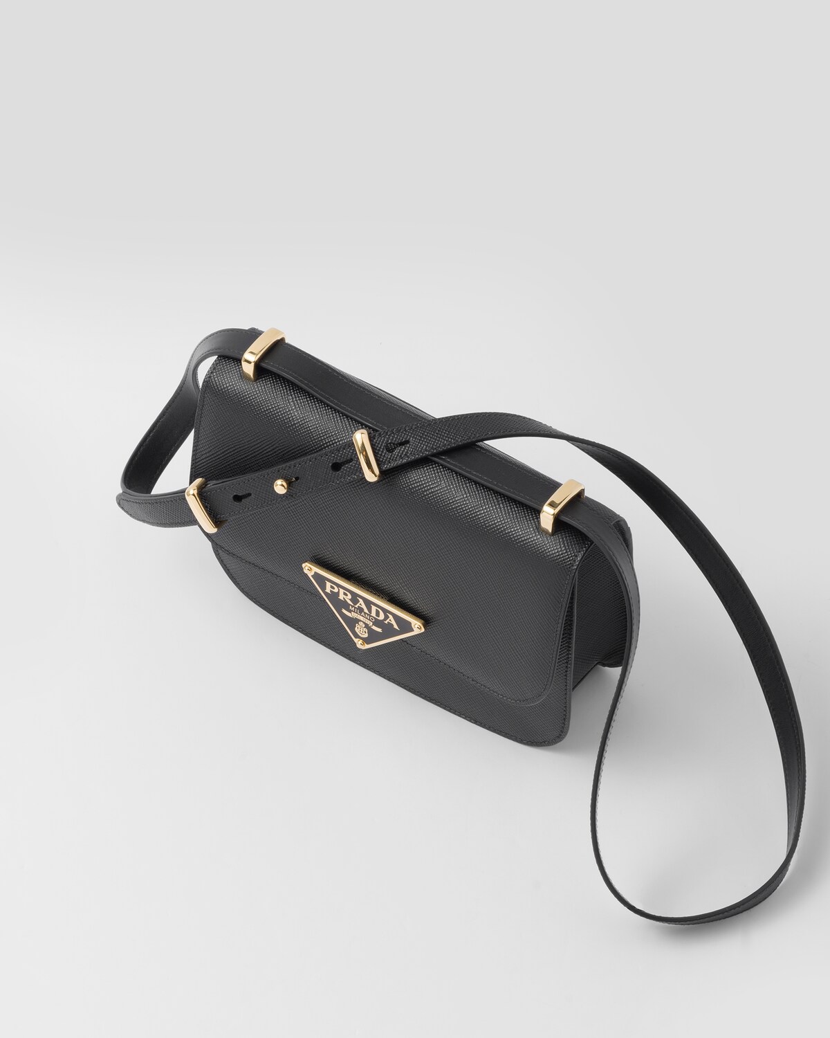Black Prada Emblème Saffiano Shoulder Bag | PRADA