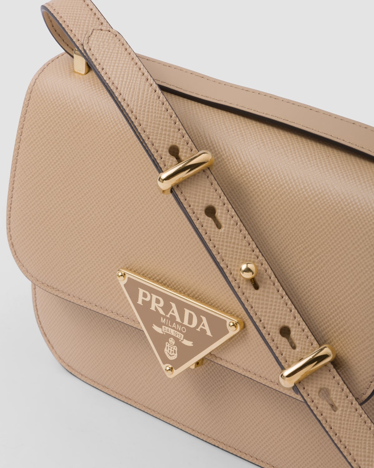 Sand Beige Prada Emblème Saffiano Shoulder Bag | PRADA