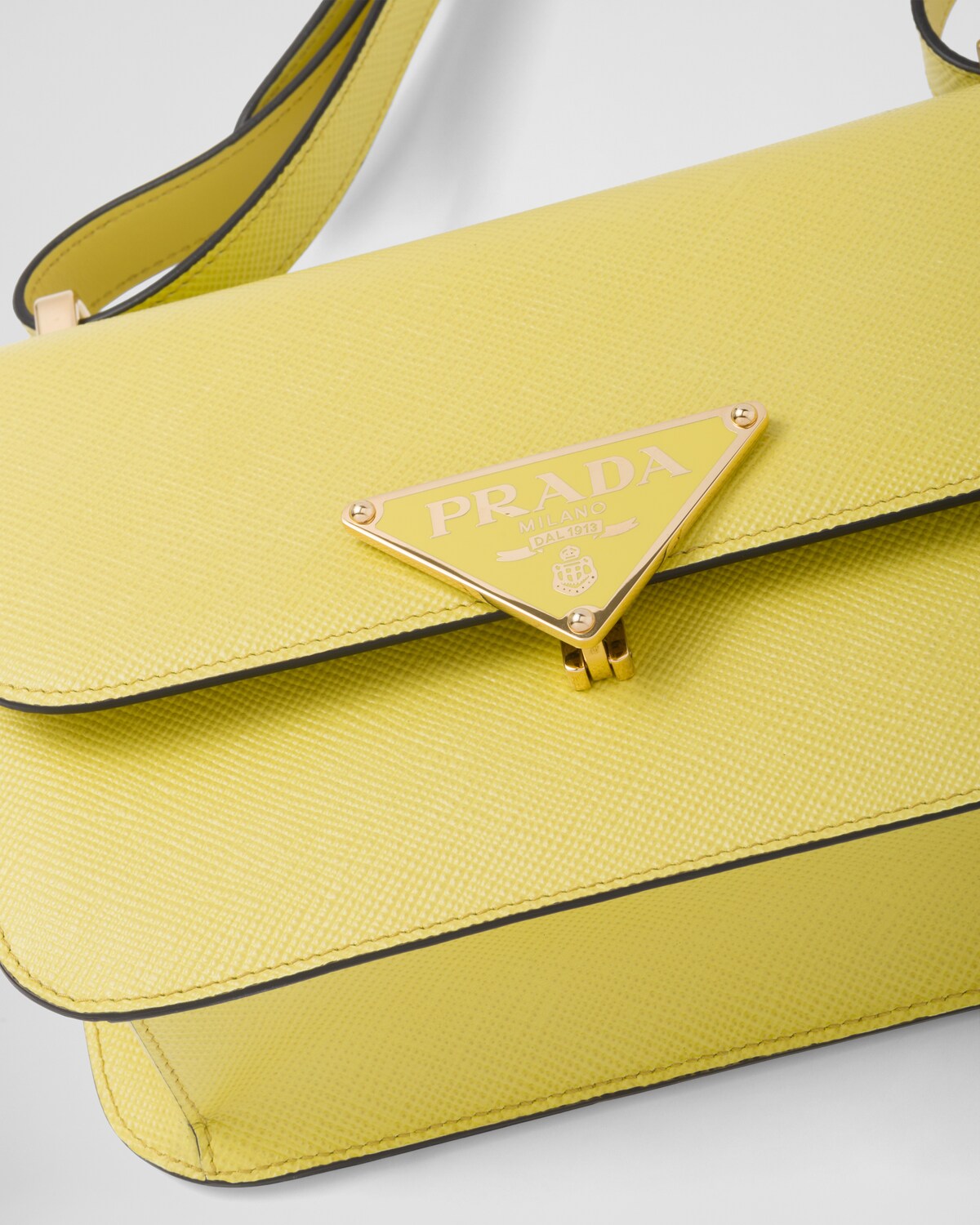 Citron Yellow Prada Emblème Saffiano Shoulder Bag | PRADA
