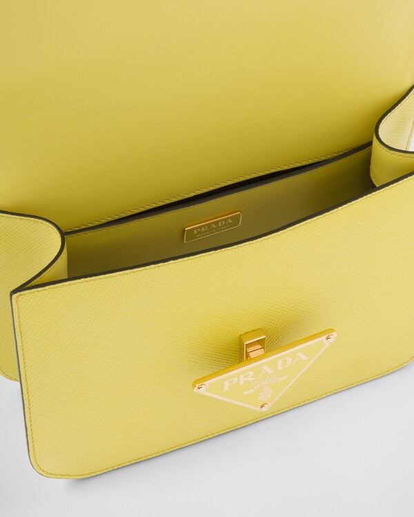 Citron Yellow Prada Emblème Saffiano Shoulder Bag | PRADA
