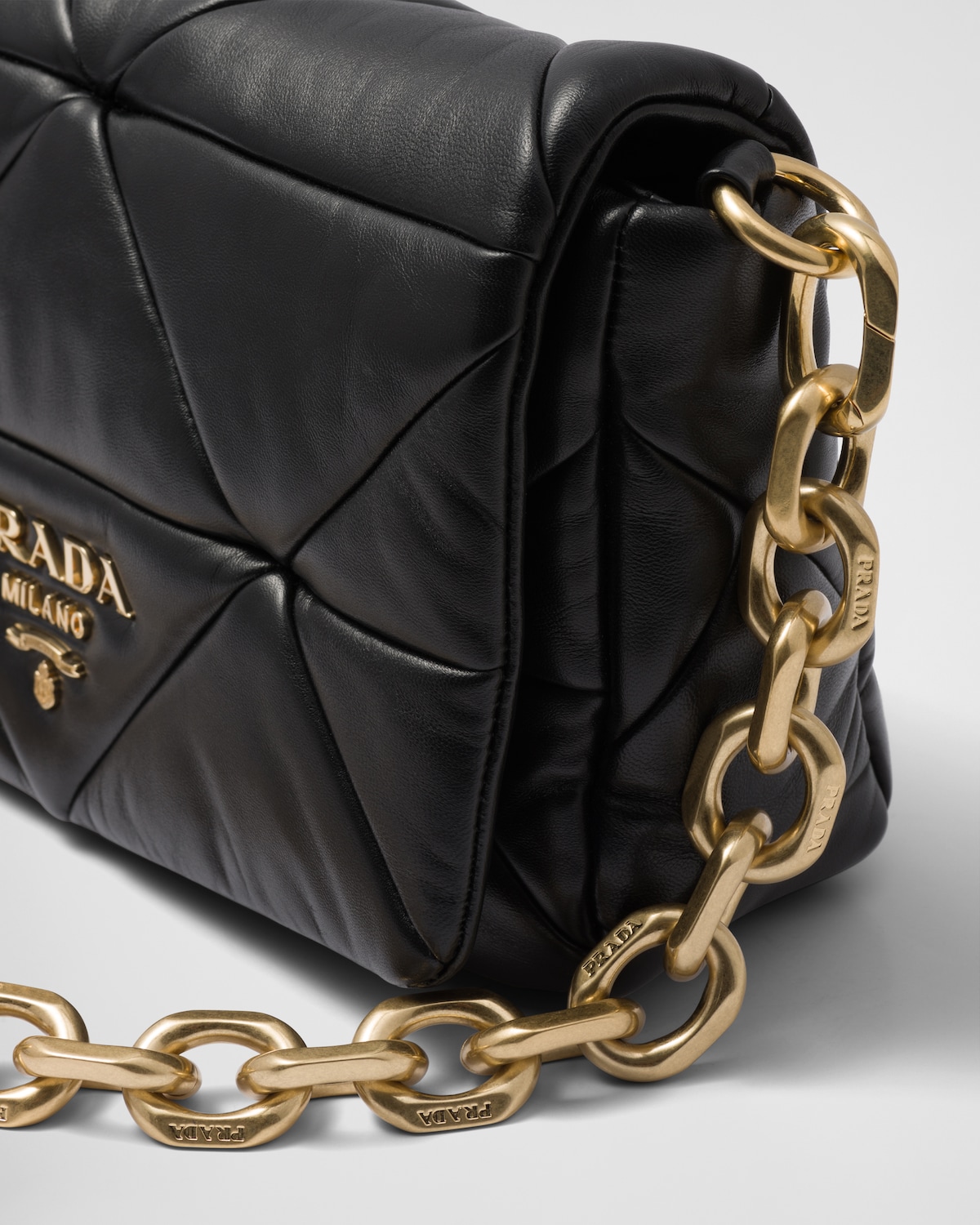 Black Prada System Nappa Patchwork Shoulder Bag | PRADA