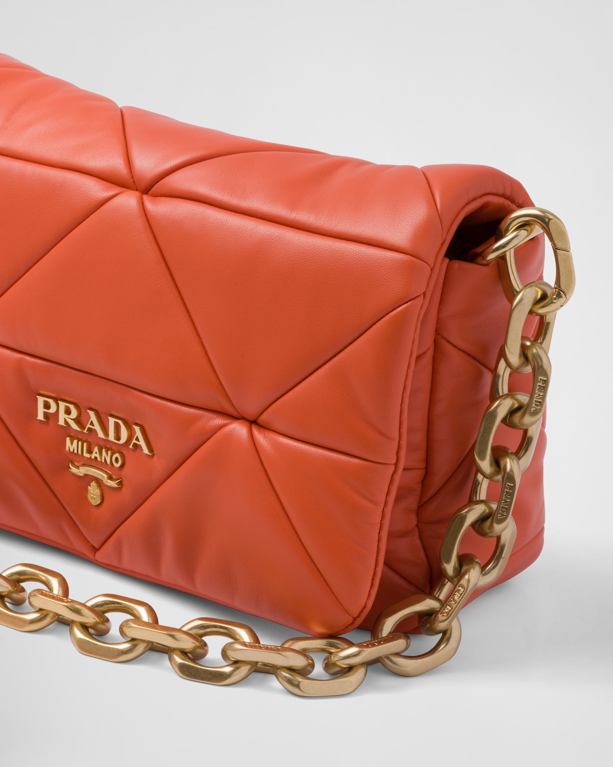 Orange Prada System Nappa Patchwork Shoulder Bag | PRADA