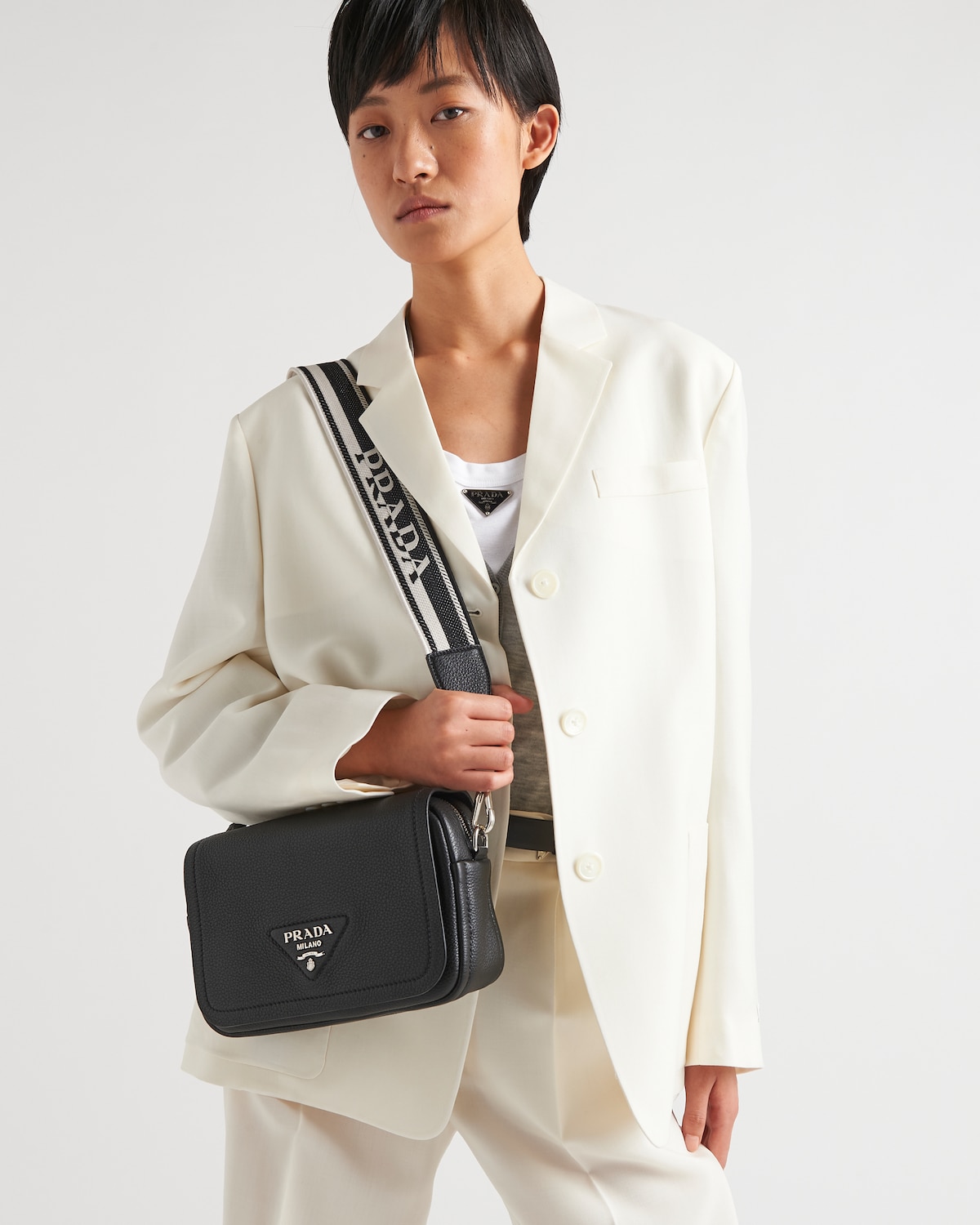 Black Leather Shoulder Bag | PRADA