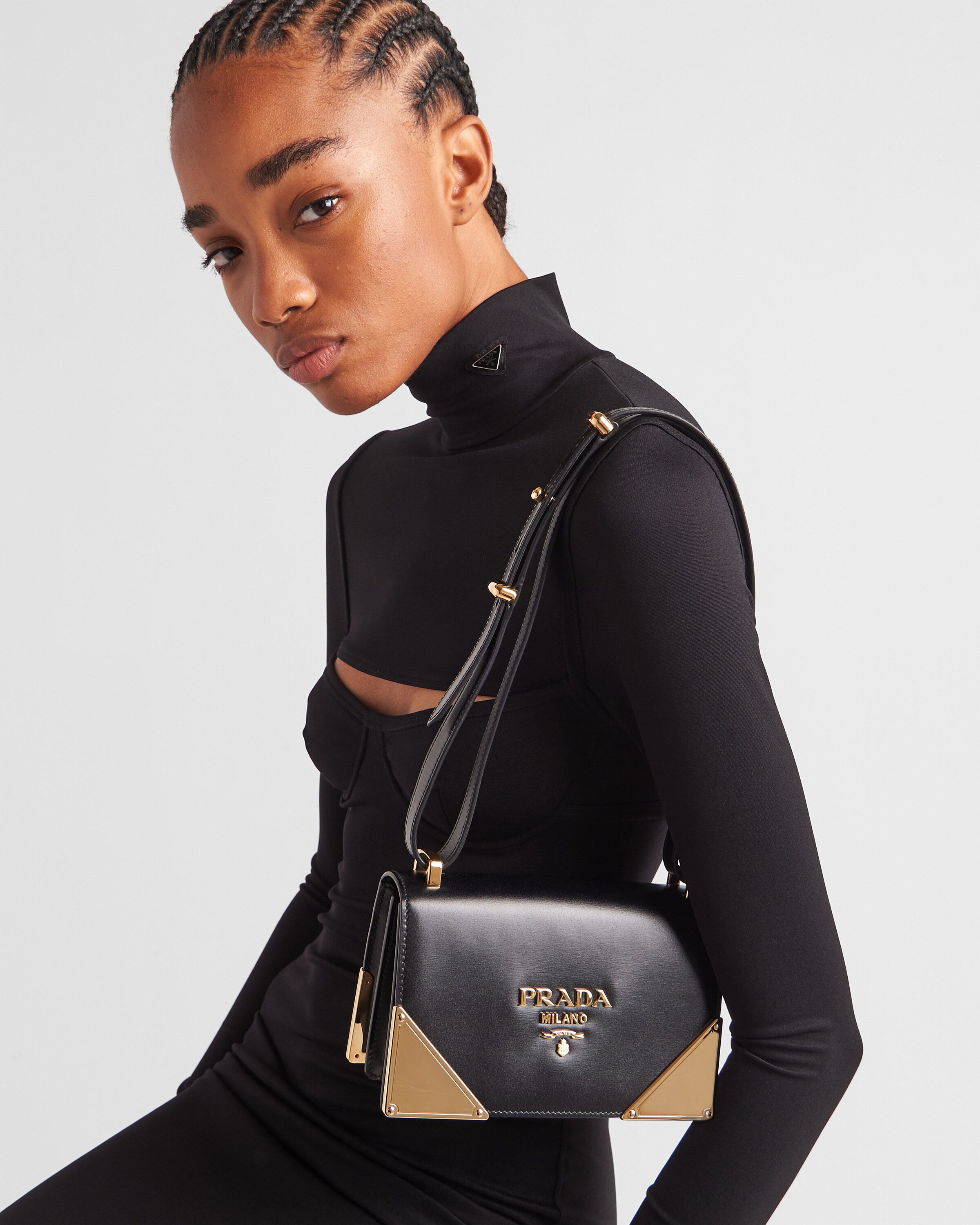 Black Leather shoulder bag | Prada