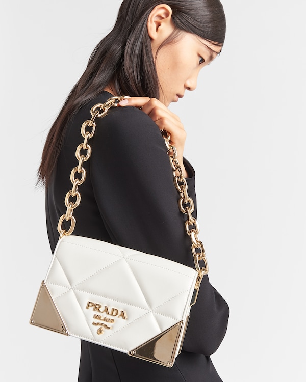 White Quilted Nappa Leather Shoulder Bag | PRADA