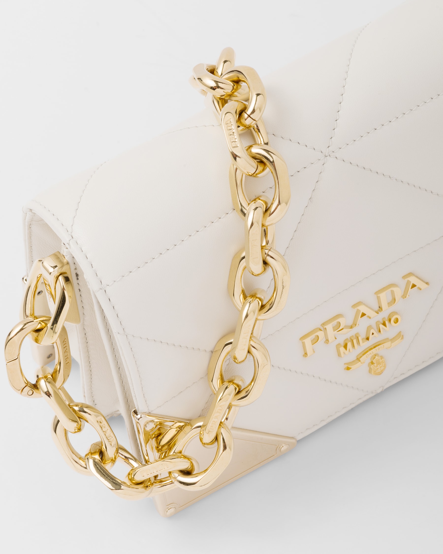 White Quilted Nappa Leather Shoulder Bag | PRADA