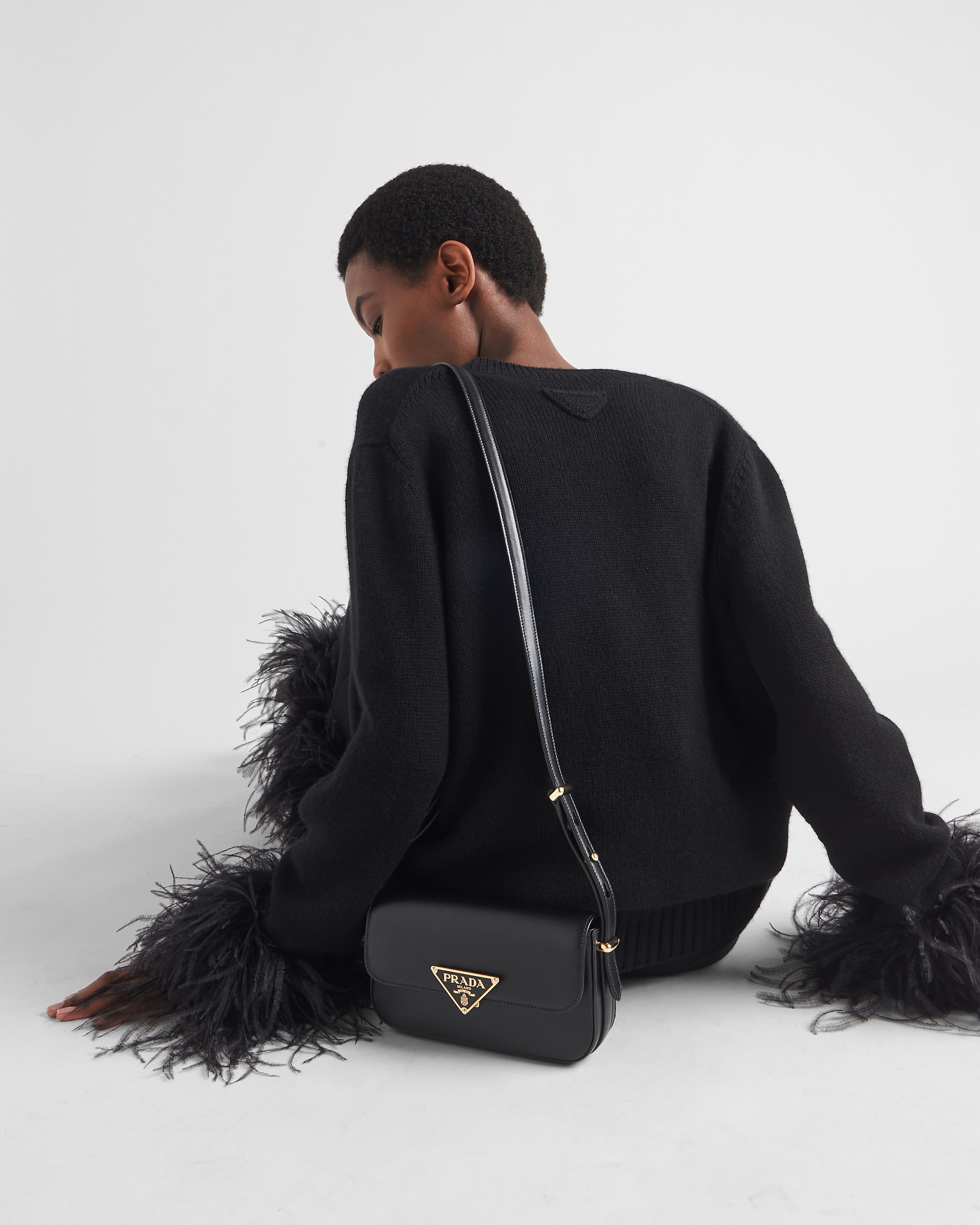 Black Leather Shoulder Bag | PRADA