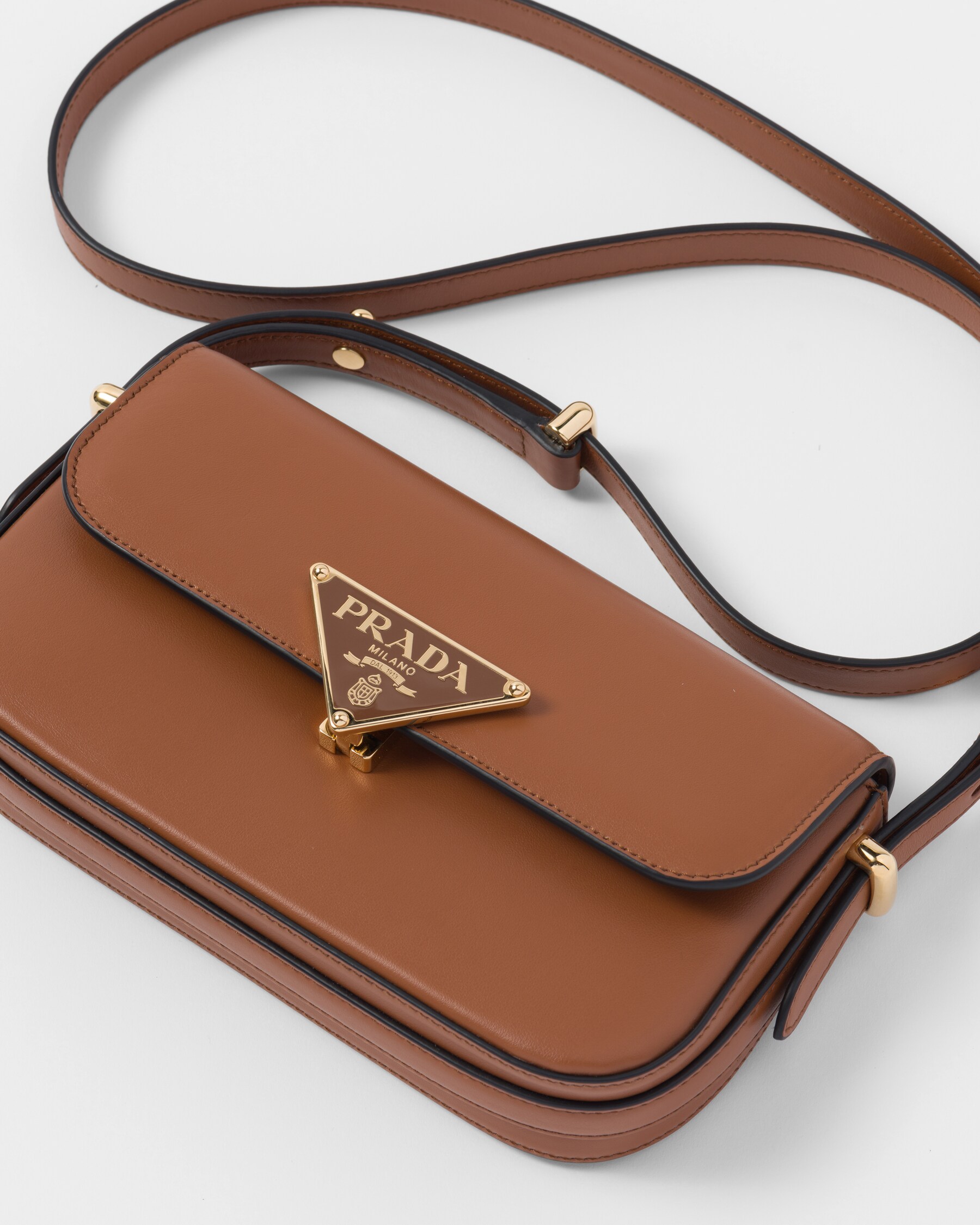 Cognac Leather Shoulder Bag | PRADA