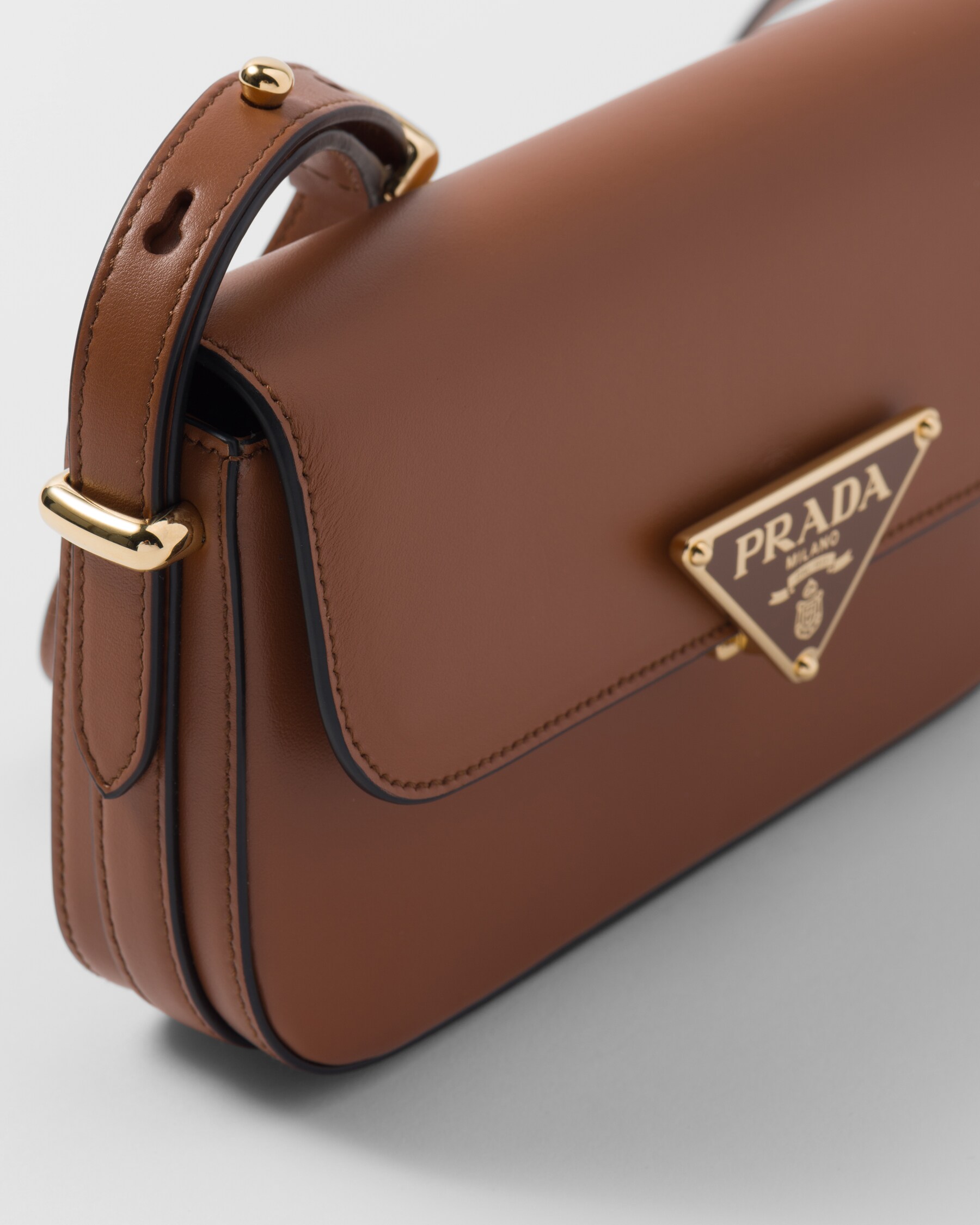 Cognac Leather Shoulder Bag | PRADA