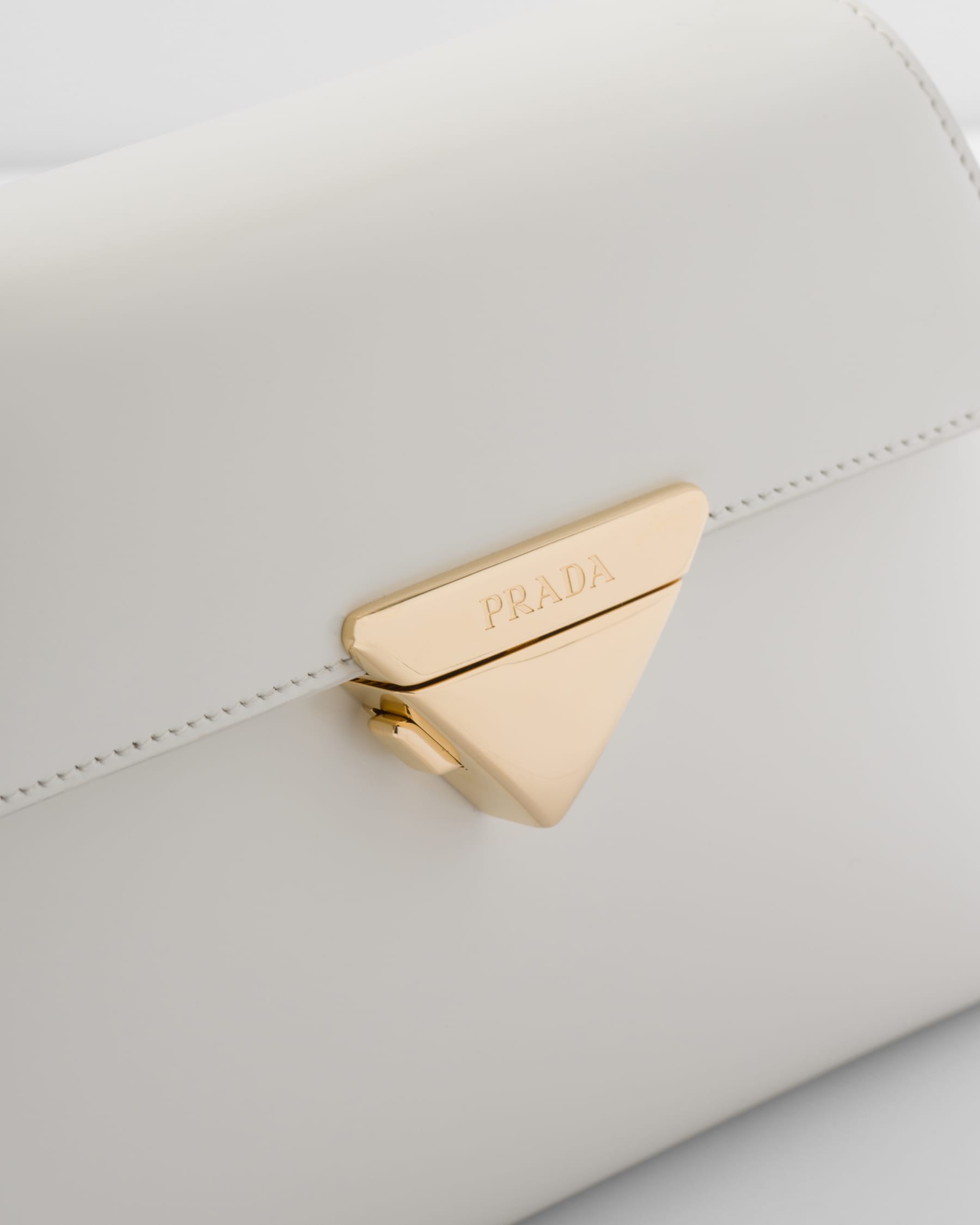 White Medium Brushed Leather Handbag | PRADA