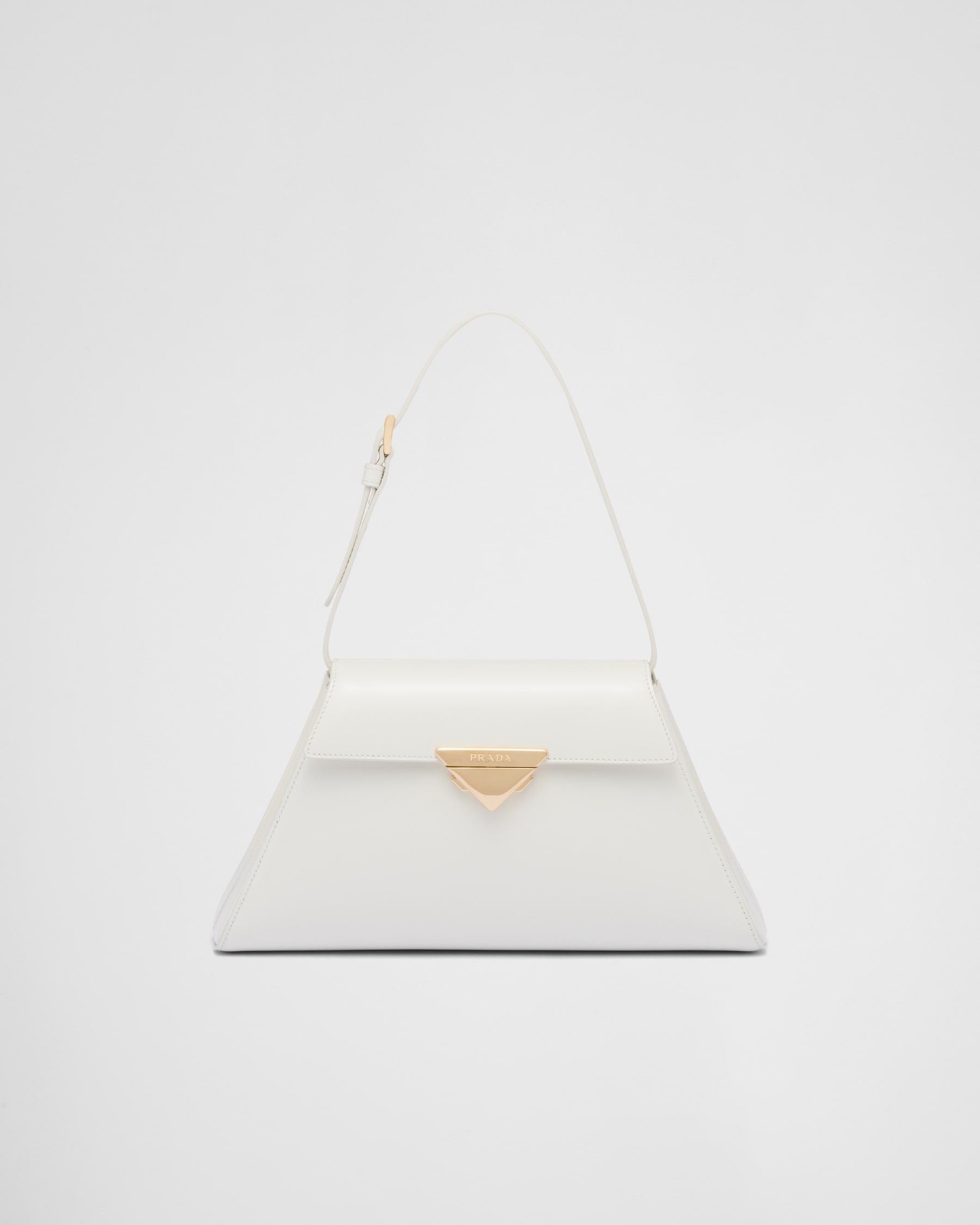 White Medium Brushed Leather Handbag | PRADA