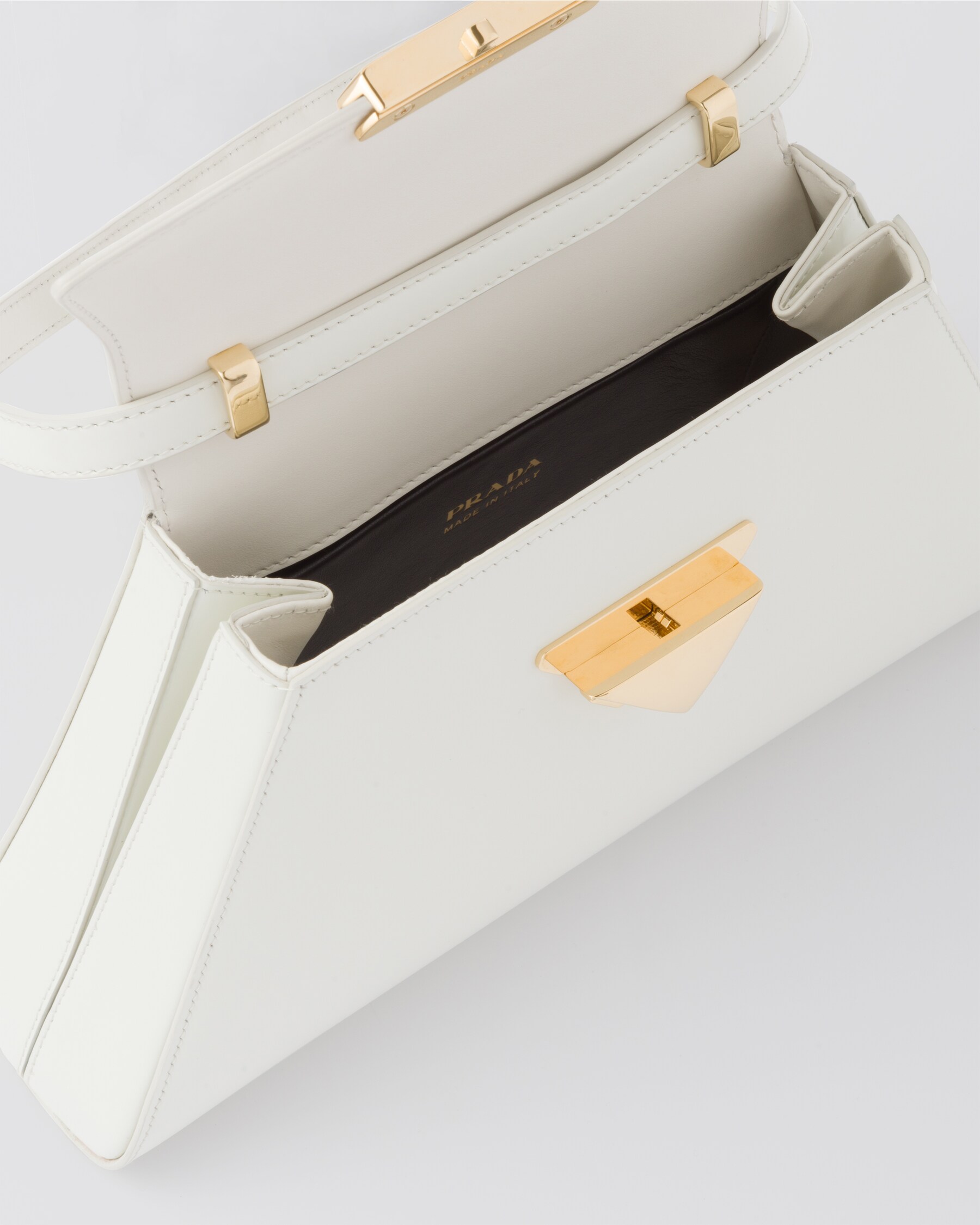 White Medium Brushed Leather Handbag | PRADA
