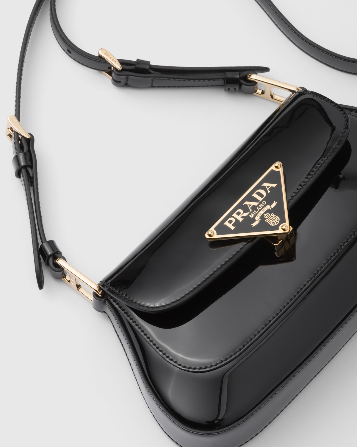 Black Patent Leather Shoulder Bag | PRADA