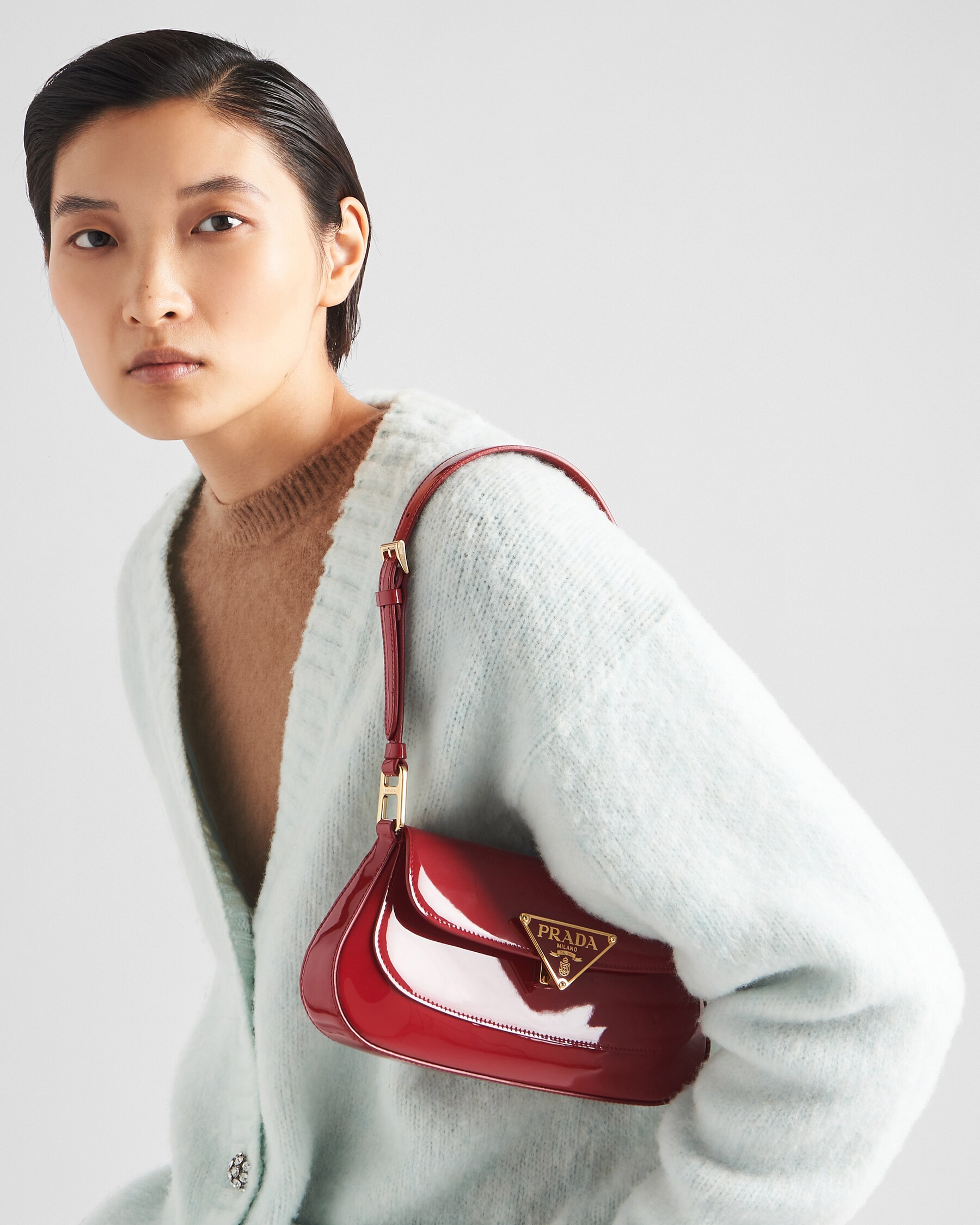 Cherry Red Patent Leather Shoulder Bag | PRADA