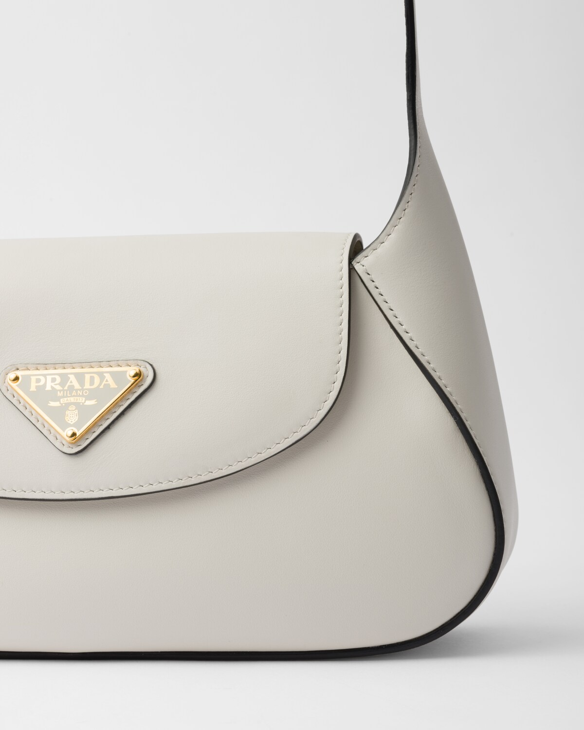 White Small Leather Shoulder Bag | PRADA