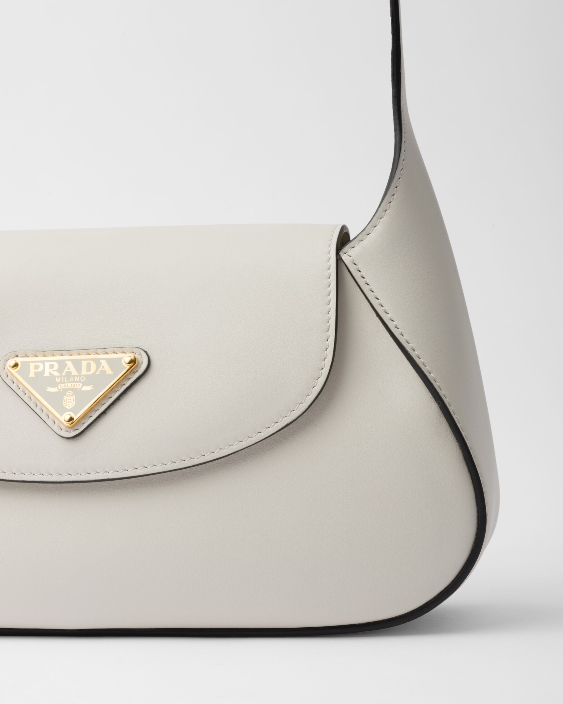 White Small Leather Shoulder Bag | PRADA