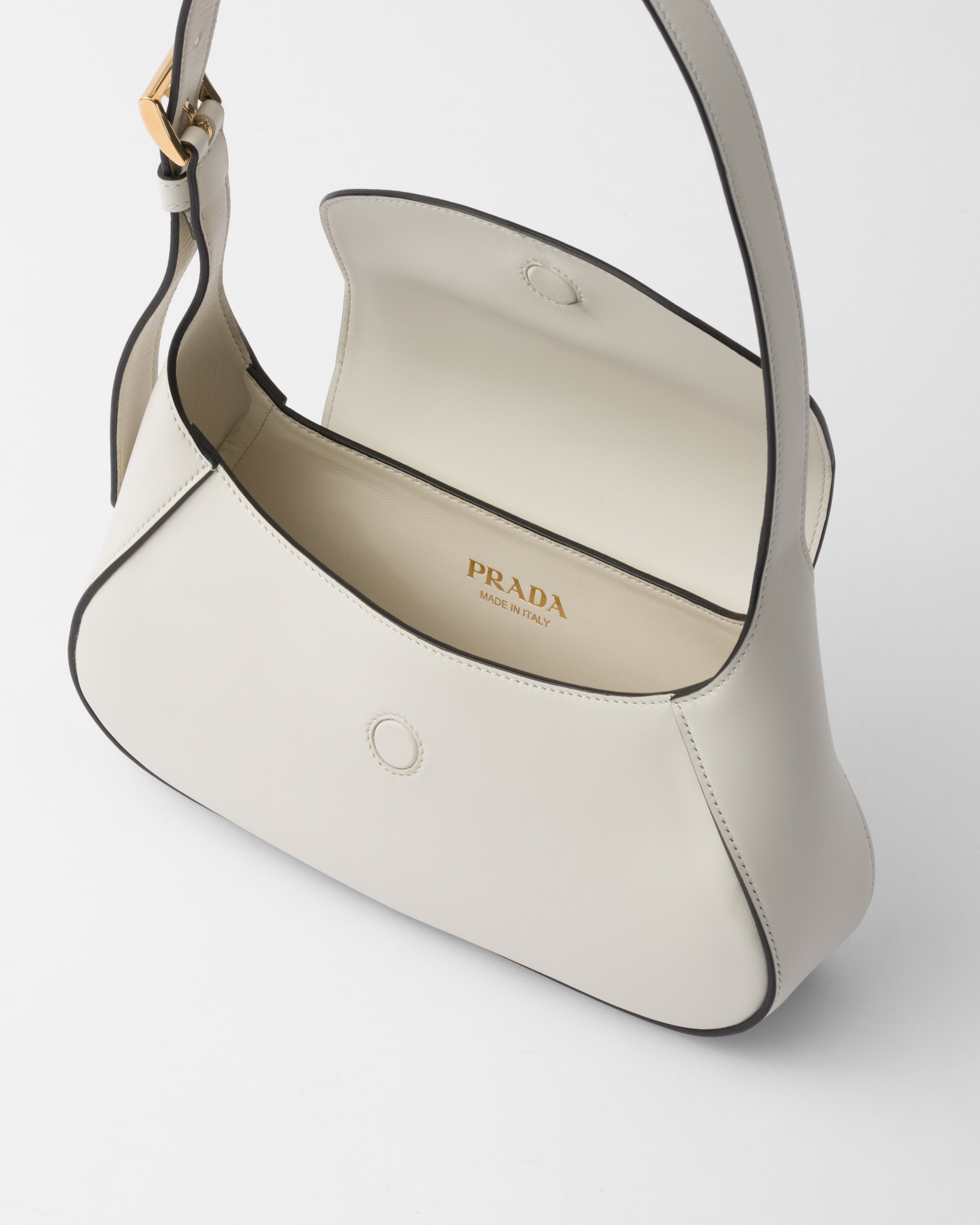 White Small Leather Shoulder Bag | PRADA