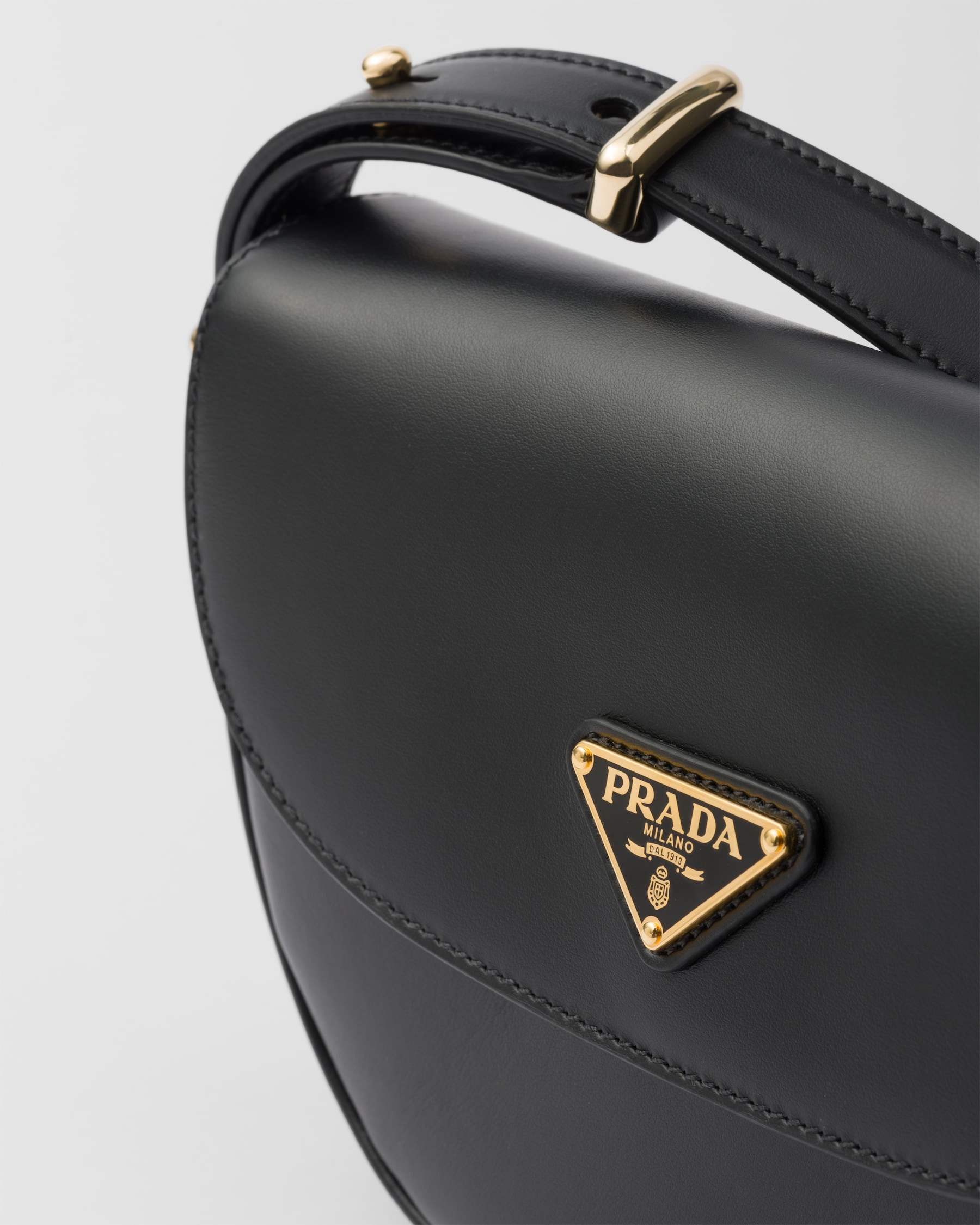 Black Prada Arqué Leather Shoulder Bag | PRADA