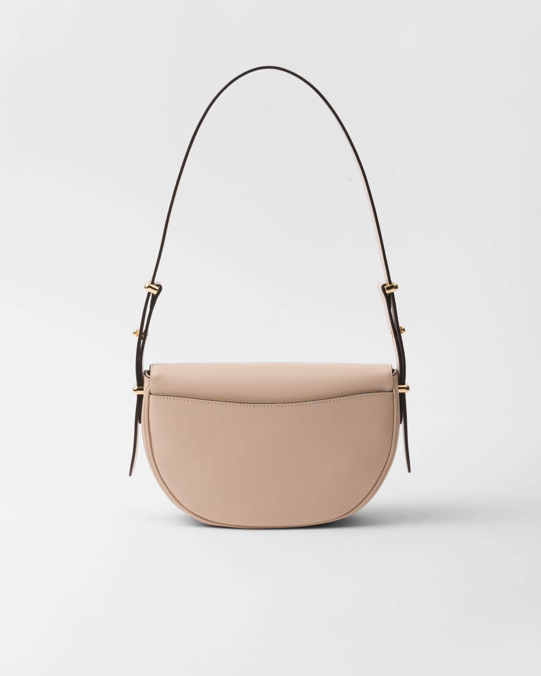 Travertine Prada Arqué Leather Shoulder Bag With Flap | PRADA