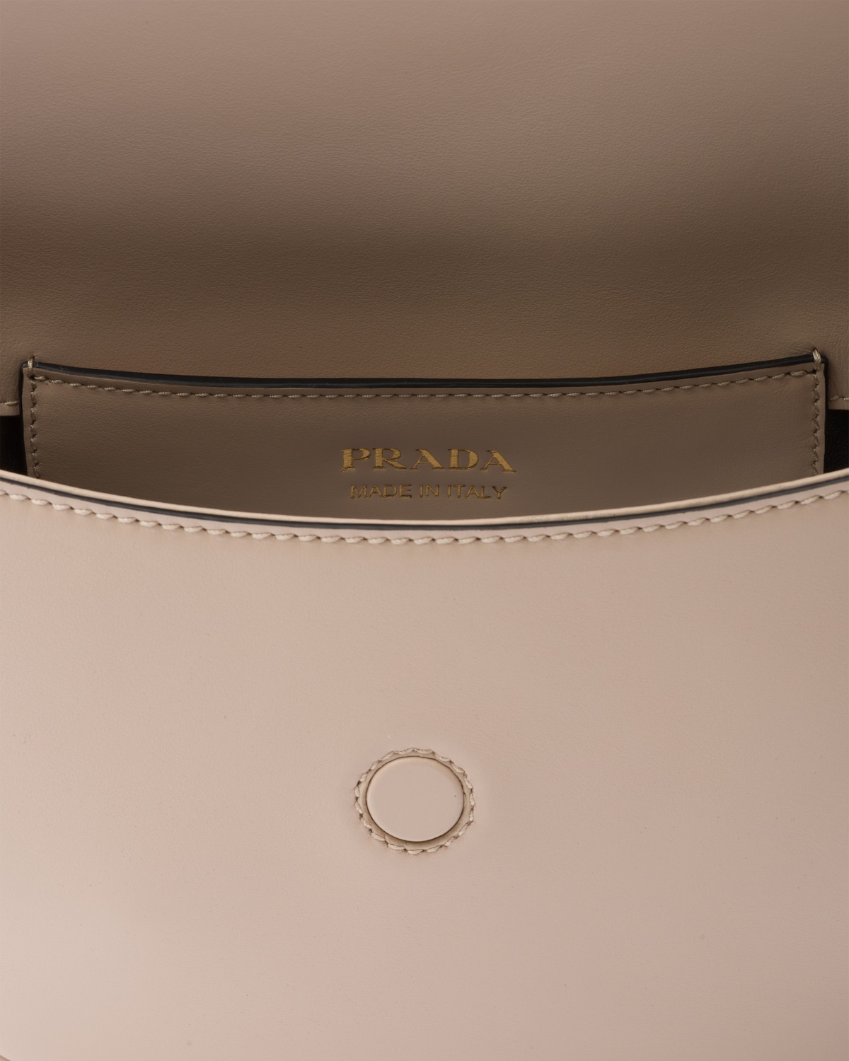 Travertine Prada Arqué Leather Shoulder Bag With Flap | PRADA