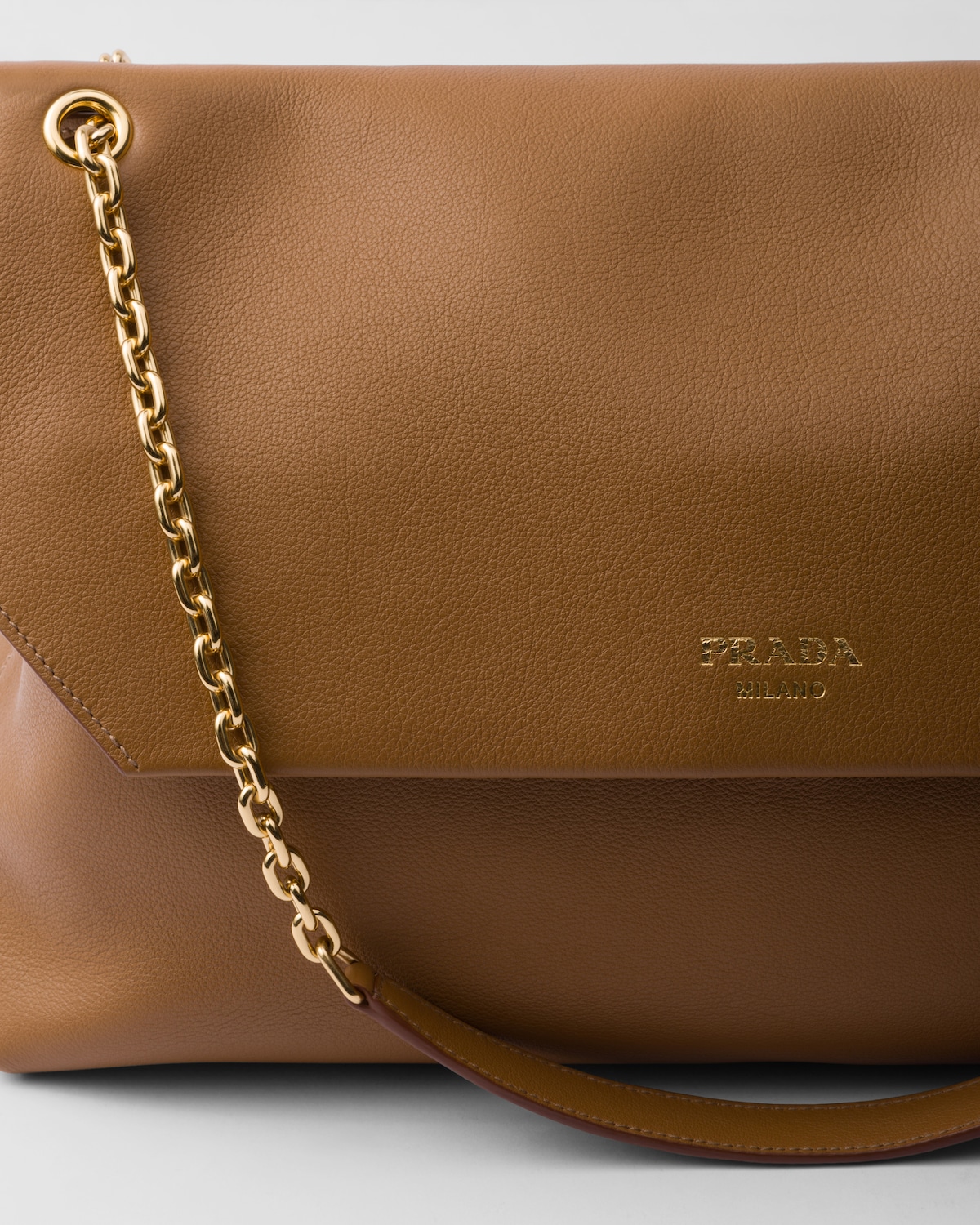 Caramel Large Leather Shoulder Bag | PRADA