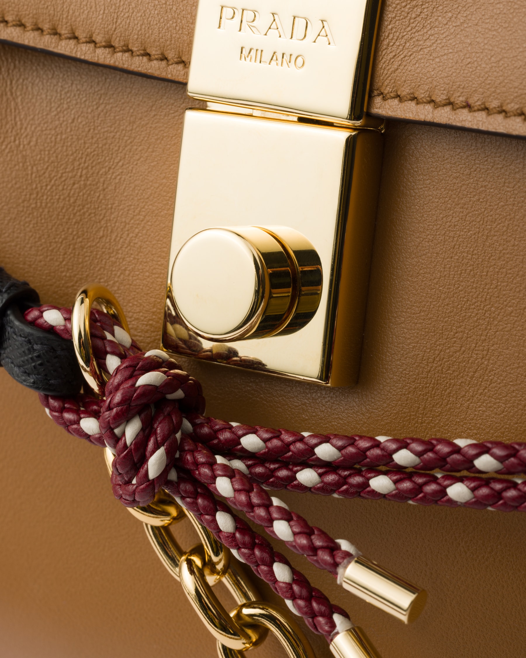 Caramel Prada Soft Sound Large Leather Shoulder Bag With Charms | PRADA ...