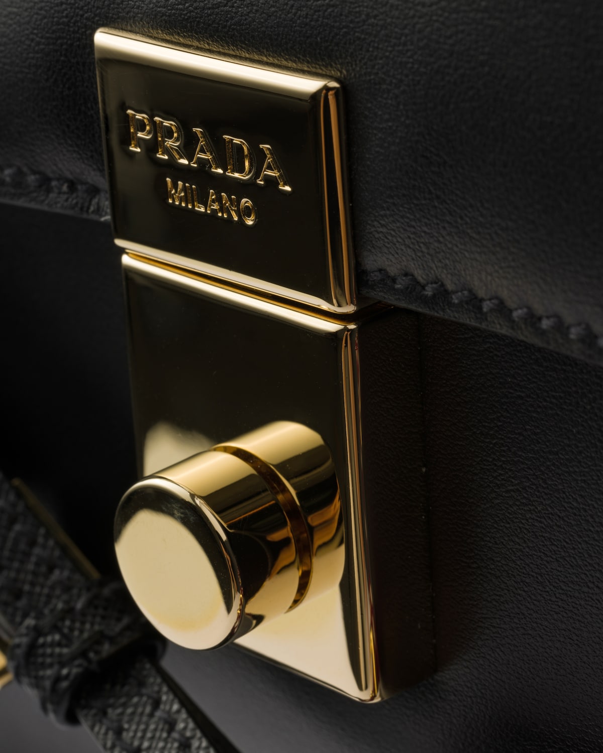 Black Prada Soft Sound Small Leather Shoulder Bag With Charms | PRADA