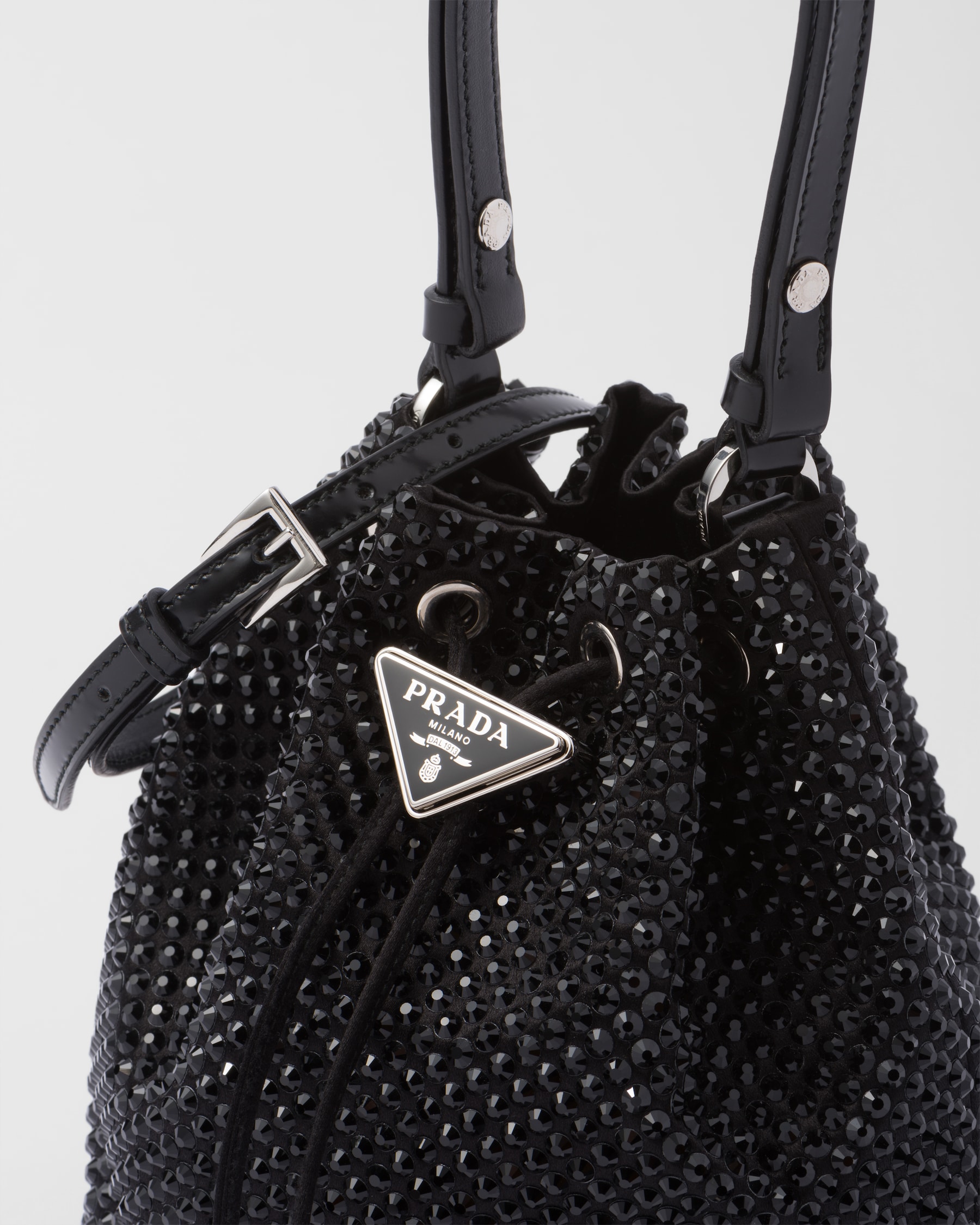 Black Satin Mini-bag With Crystals | PRADA