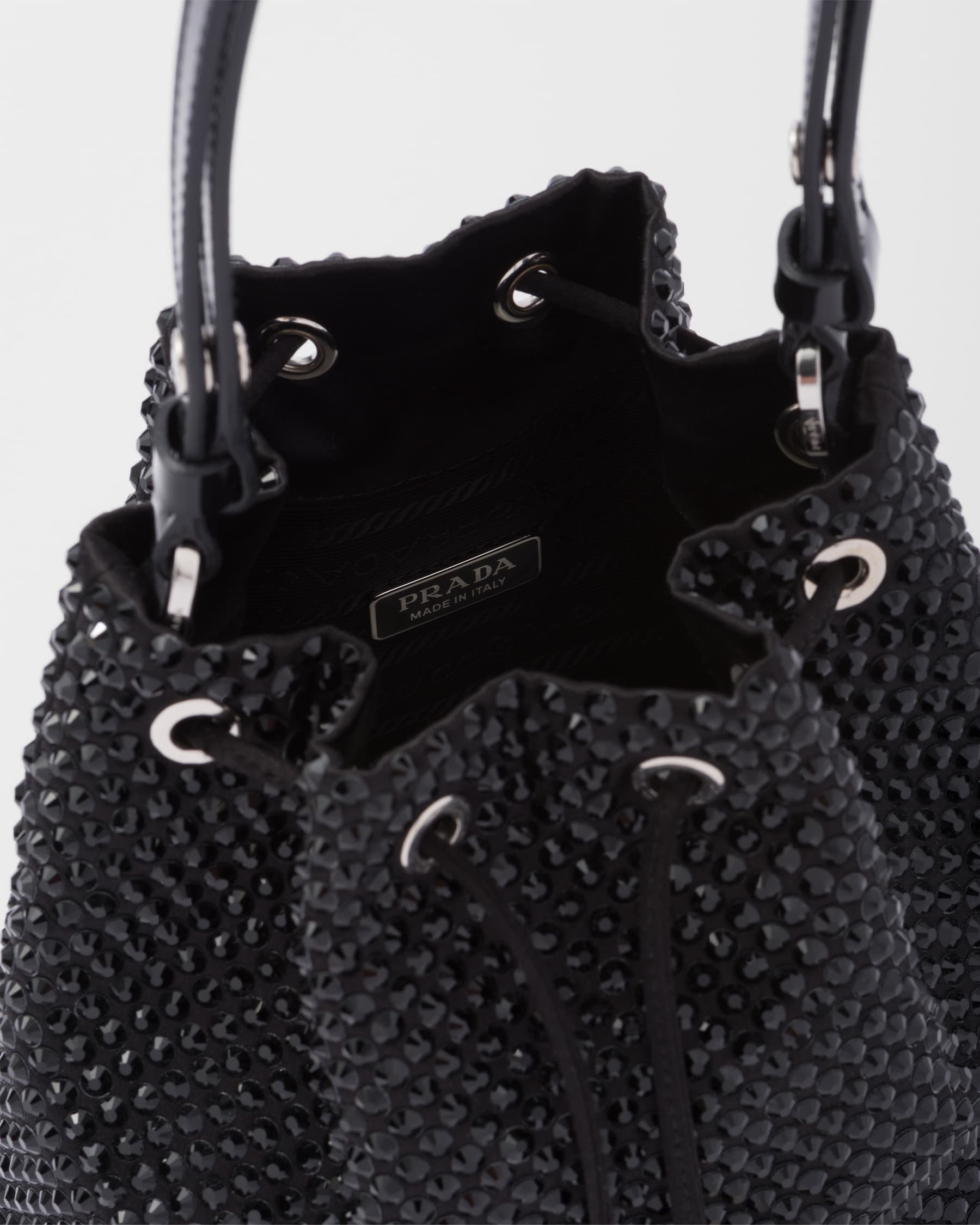 Black Satin Mini-bag With Crystals | PRADA