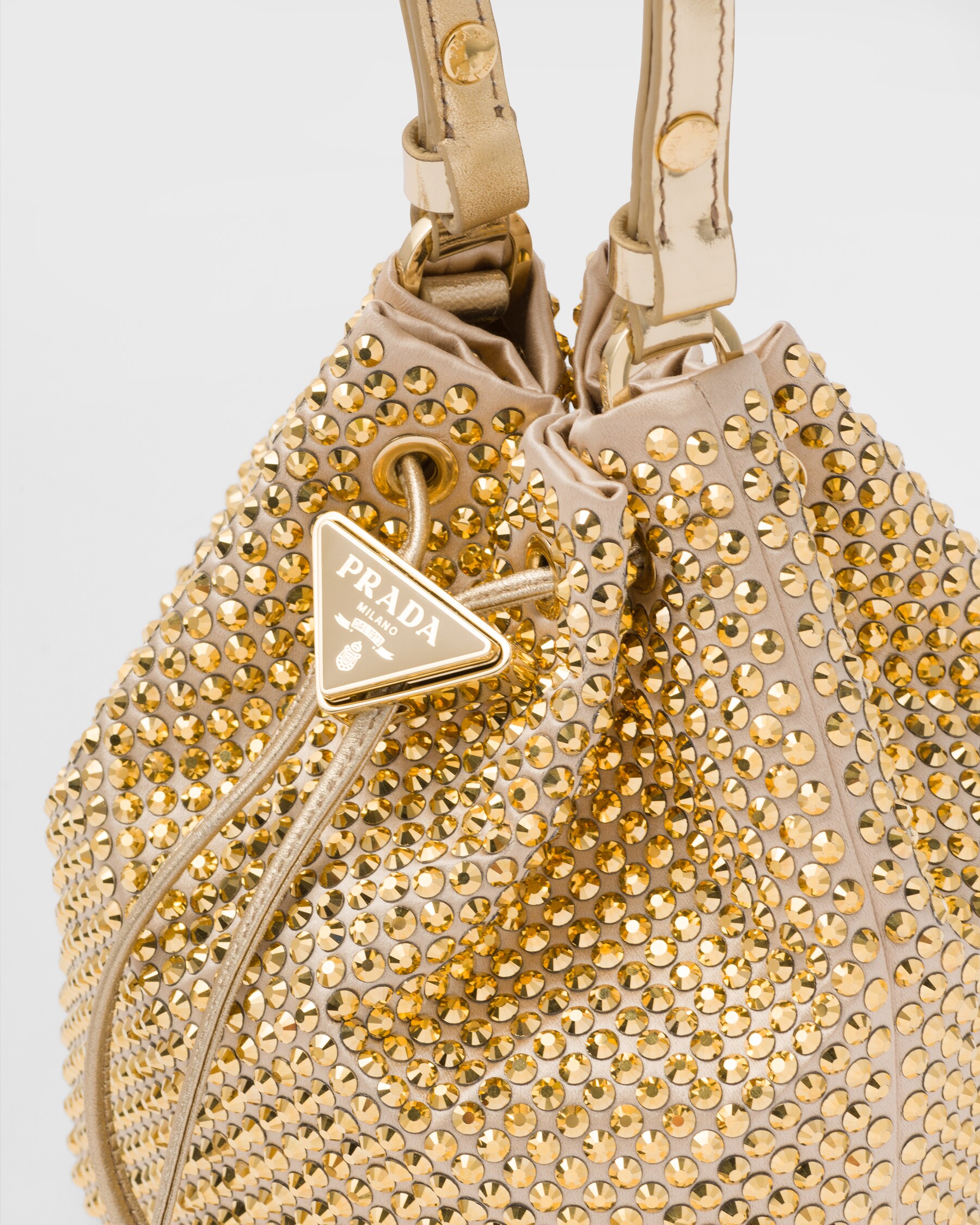 Platinum Satin Mini-bag With Crystals | PRADA